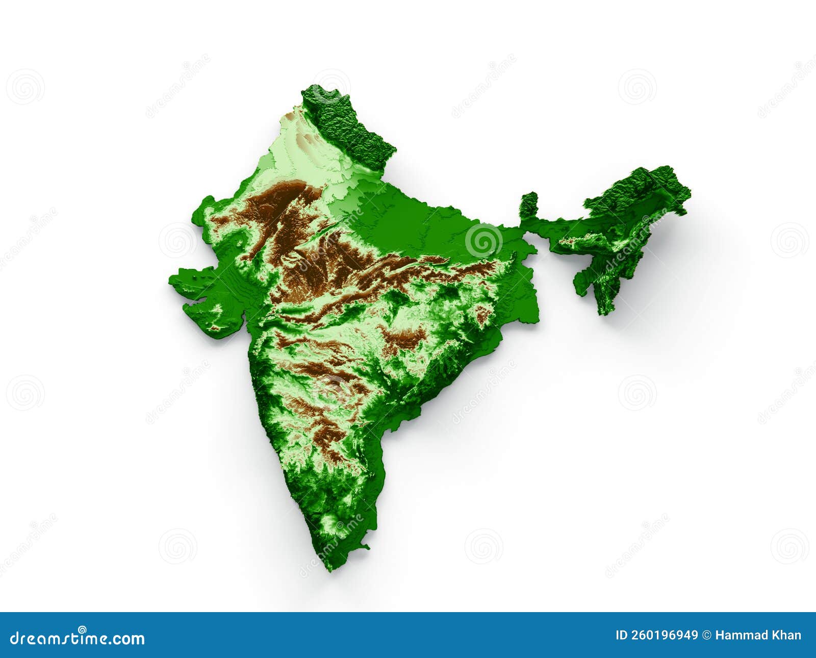 India Map With Topographic Relief And Political Borders Stock ...