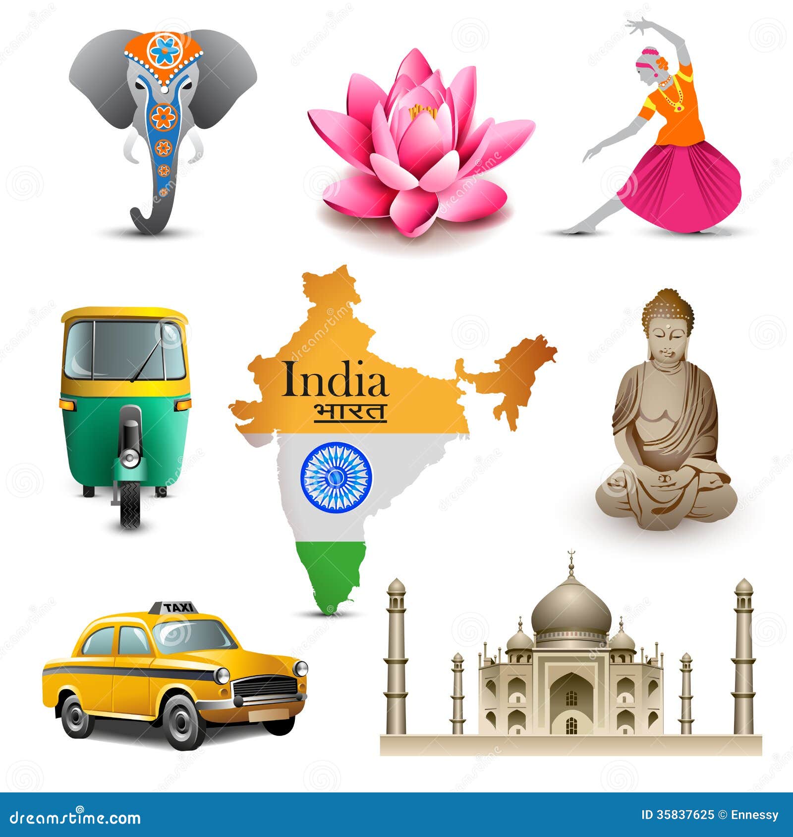 India Travel Set Icons, Vector Stock Vector - Illustration of asia ...