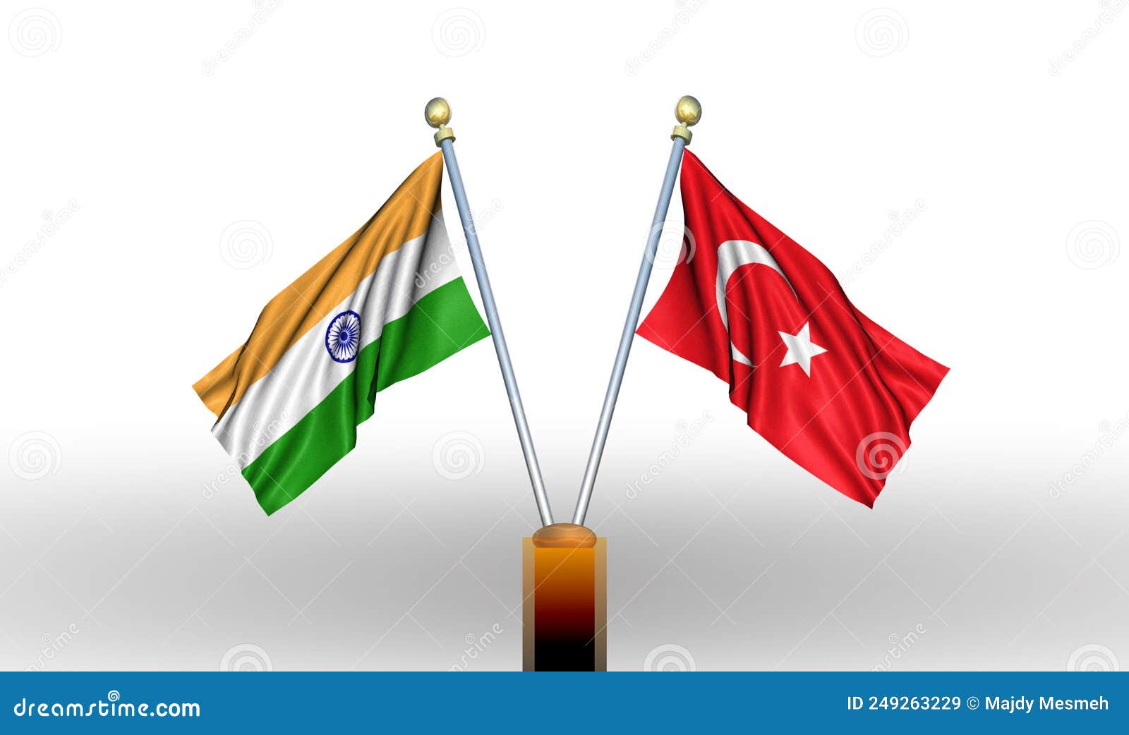 India and Turkey flags stock illustration. Illustration of world ...