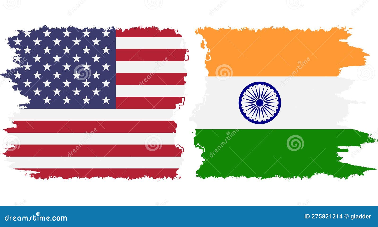 India and USA Grunge Flags Connection Vector Stock Vector ...