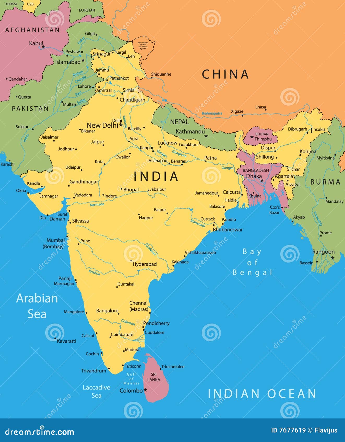 Map India.India Map. Map Of India Vector Silhouette.India Vector Map ...