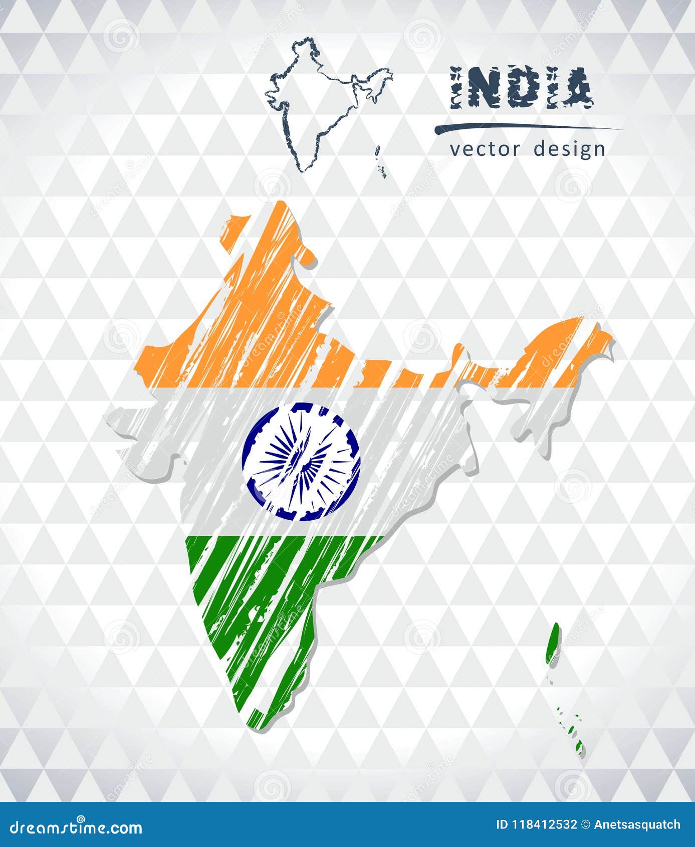 India Vector Map with Flag Inside Isolated on a White Background ...