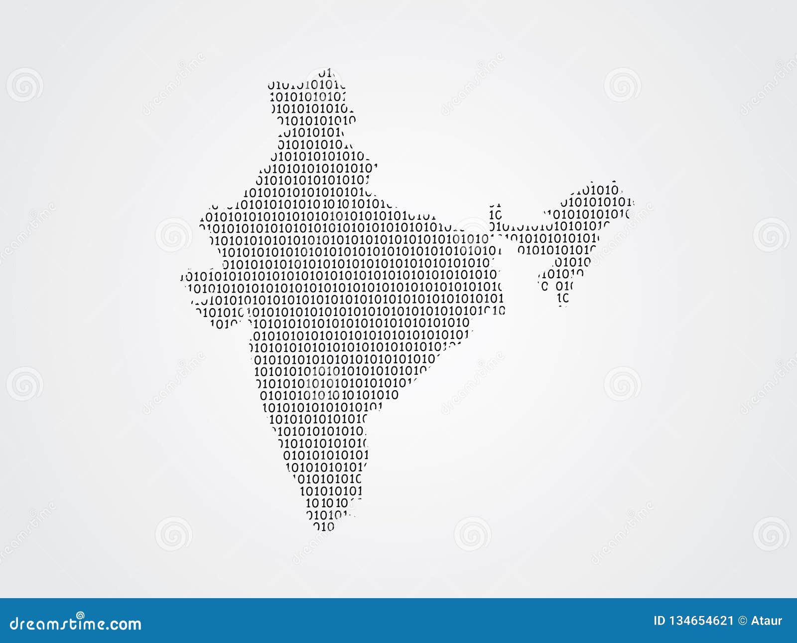 India Vector Map Illustration Using Binary Codes on White Background To ...