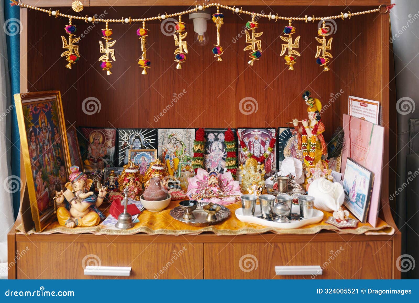 Indian Altar in the Room stock image. Image of traditional - 324005521