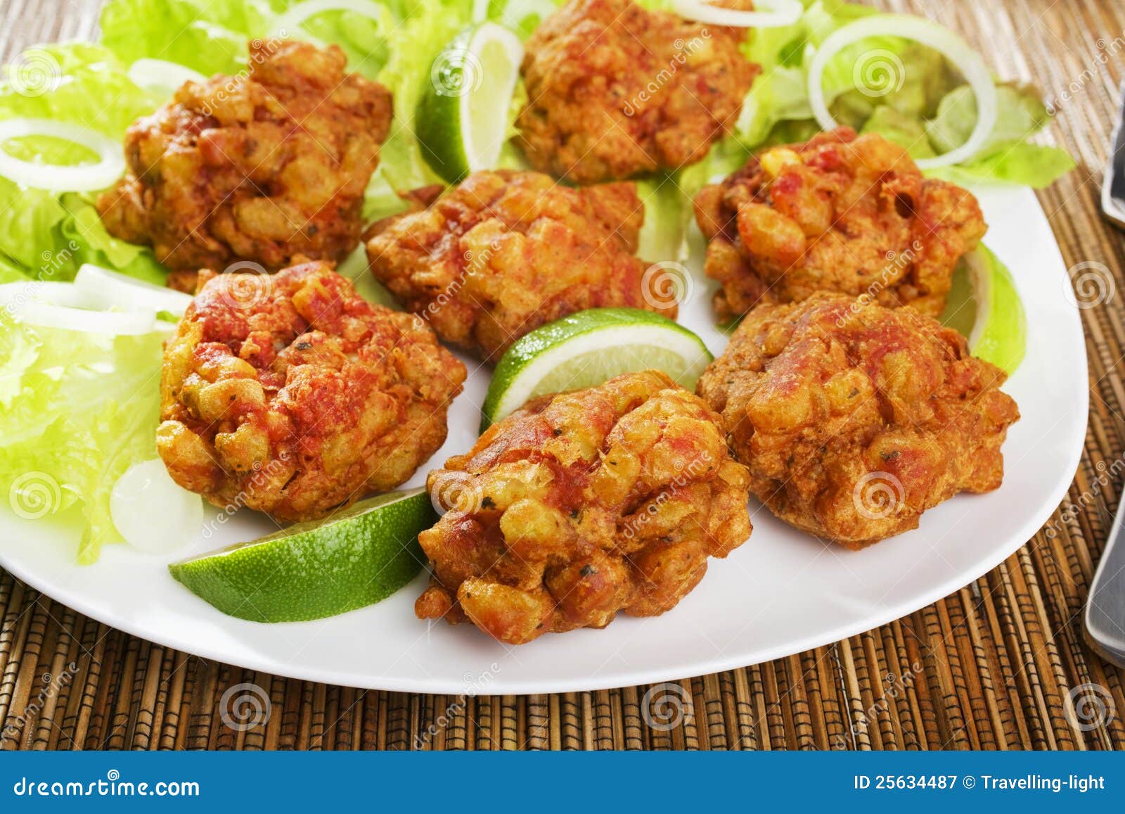 Indian Appetiser Onion Bhajis Stock Image - Image of cooked, food: 25634487