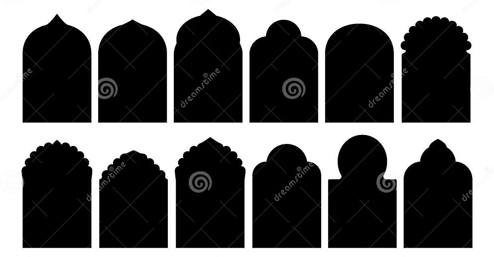 Indian Arch Window. Islam Shape Frame for Door Stock Illustration ...