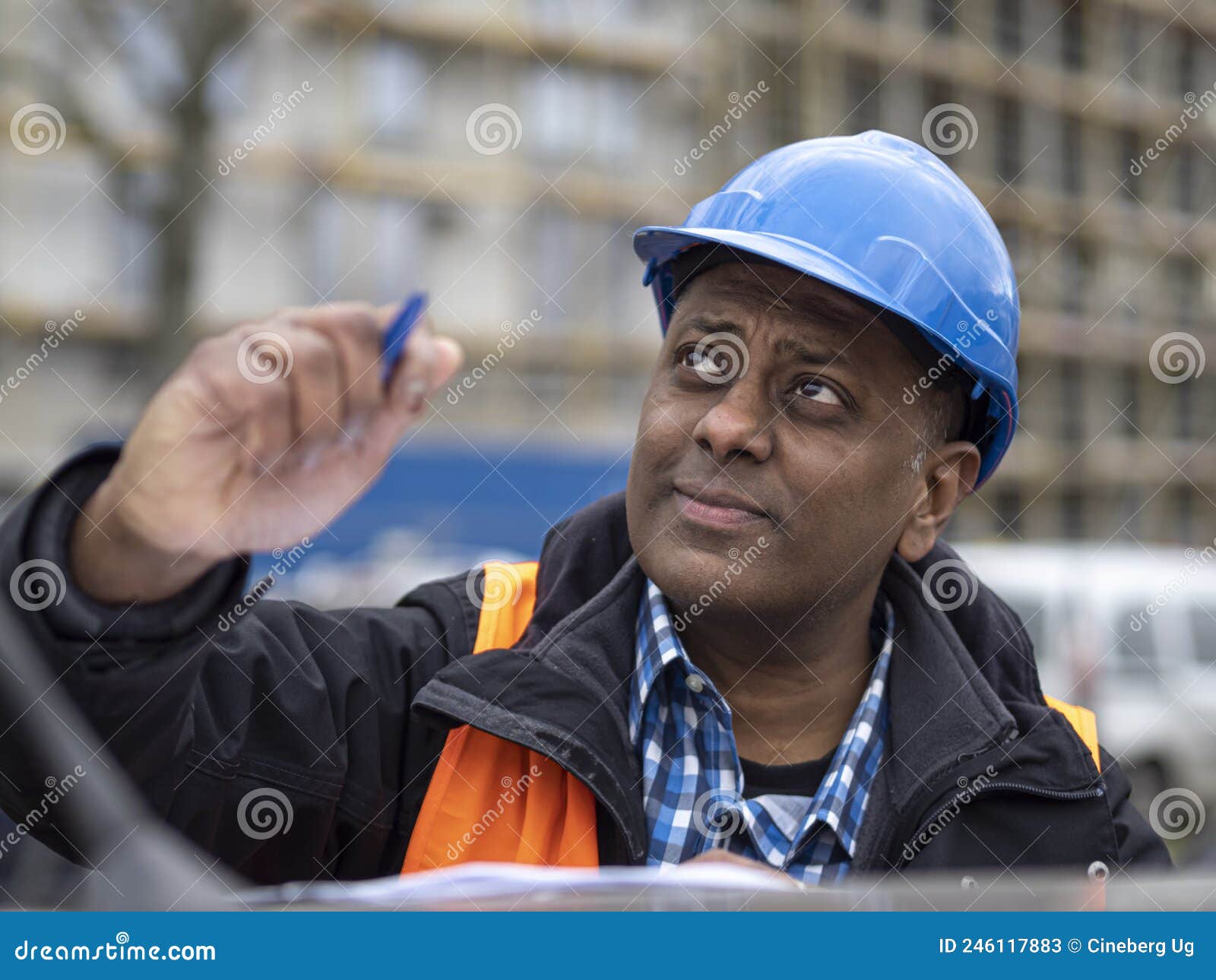 Indian Architect at Work Outdoors Stock Image - Image of jacket ...