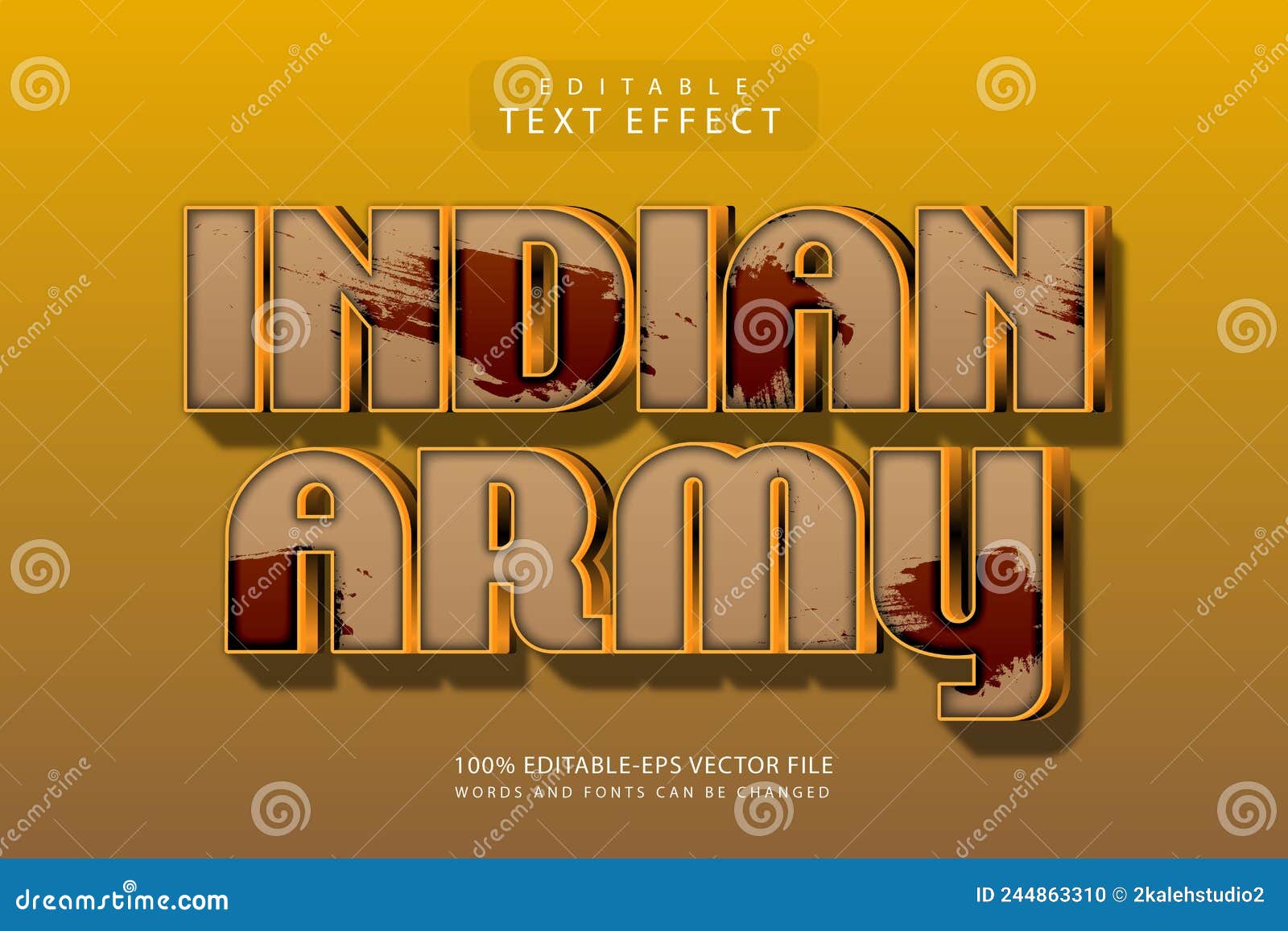 Indian Army Editable Text Effect 3 Dimension Emboss Modern Style Stock ...