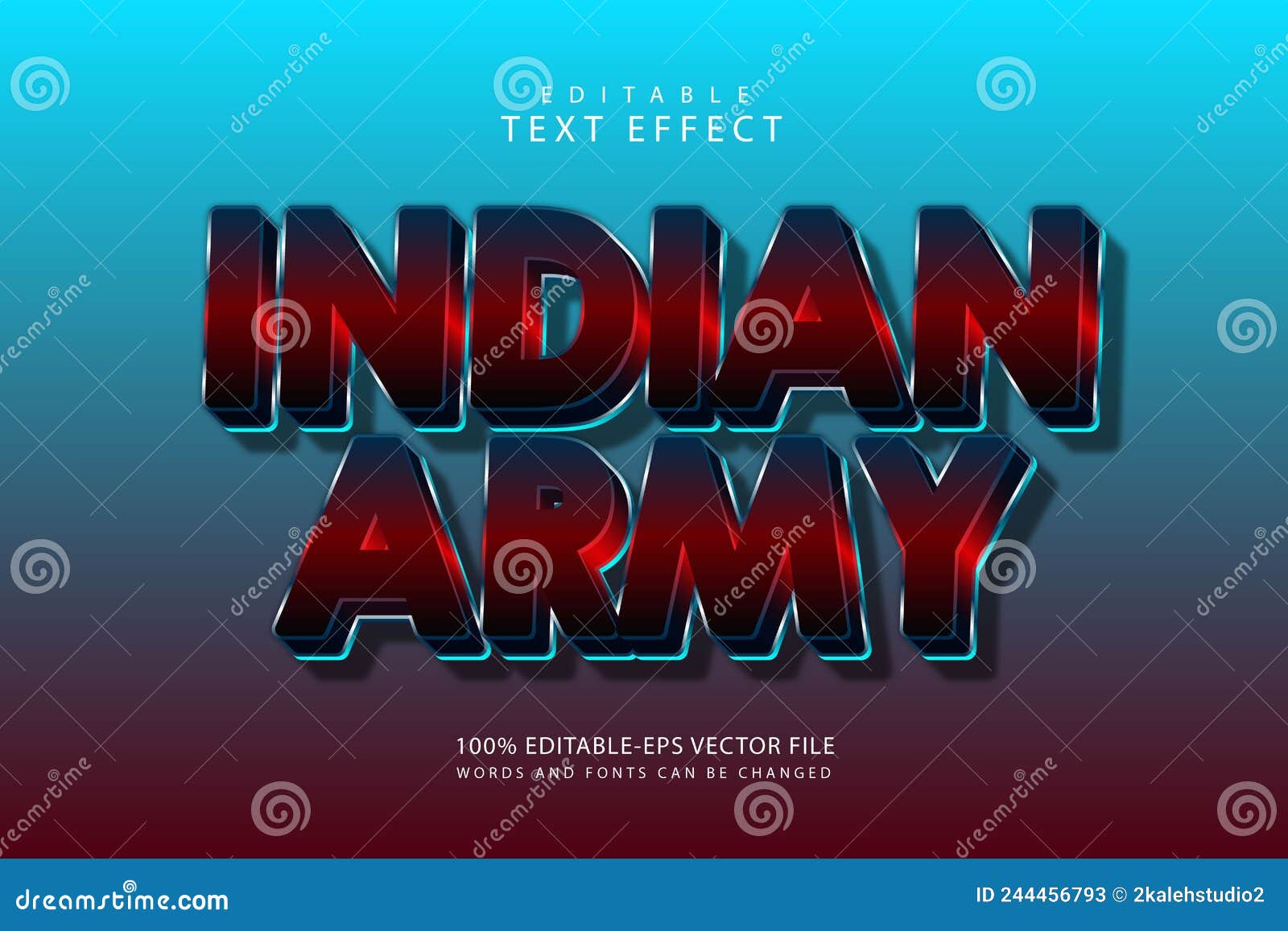 Indian Army Editable Text Effect 3 Dimension Modern Style Stock Vector ...