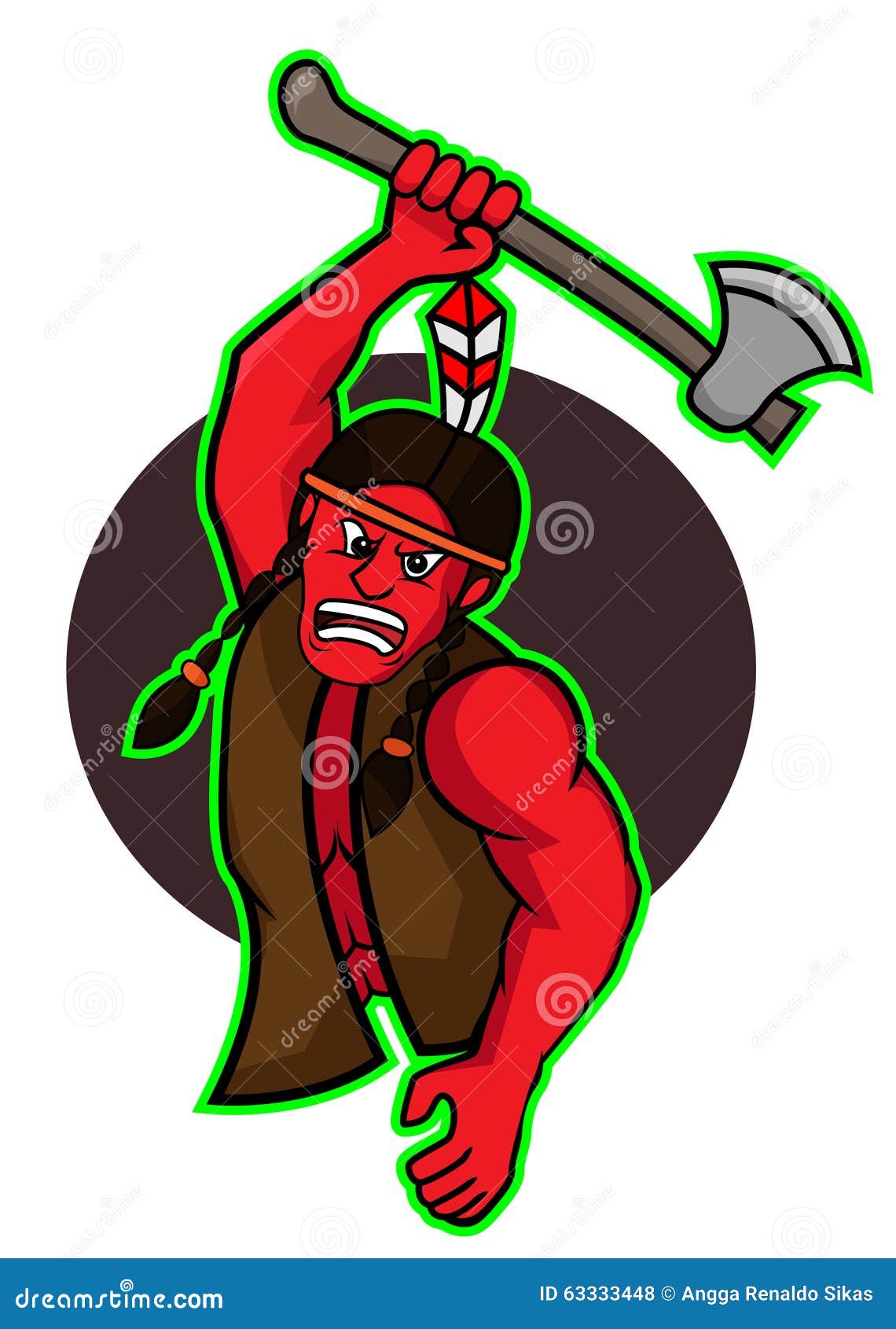 Indian Attack with Ax Vector Cartoon Stock Vector - Illustration of ...
