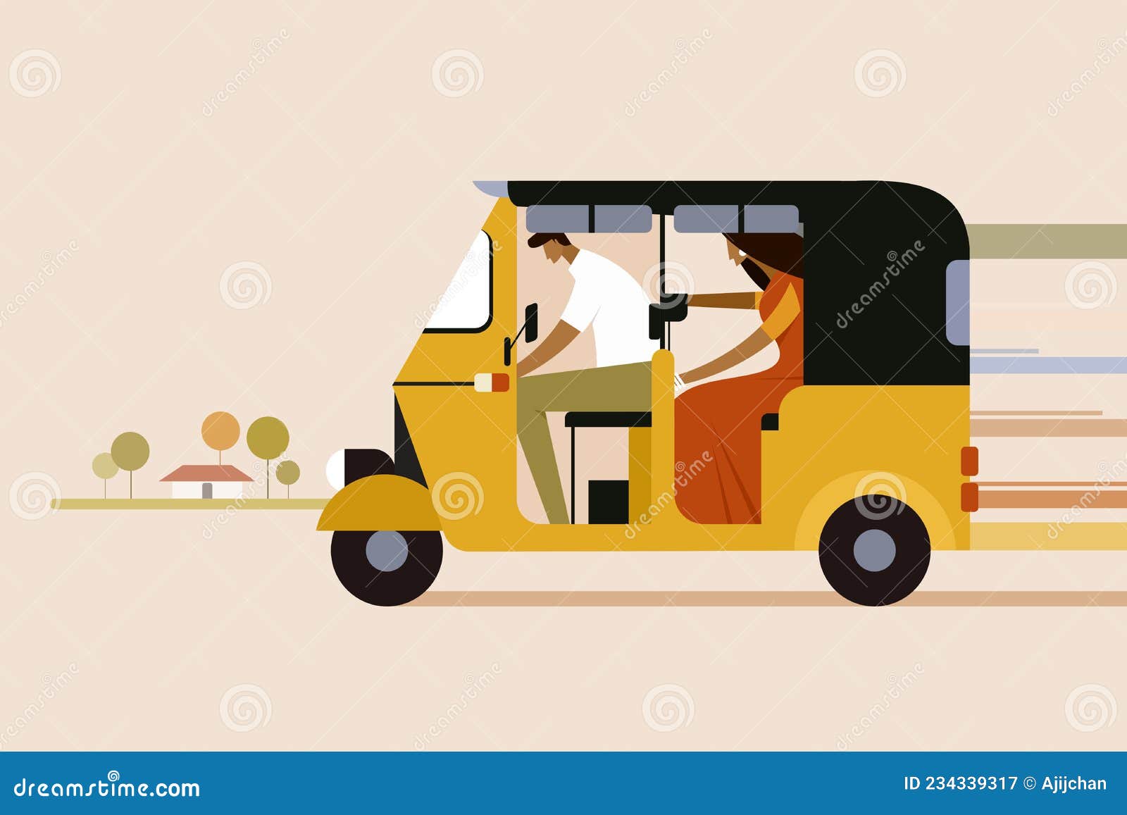 Three Wheeler Auto Outline Icon. Clipart Image Vector Illustration ...