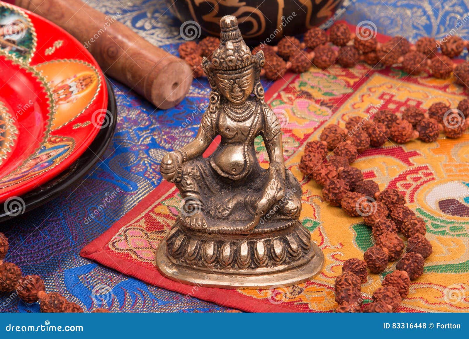 Indian Background with Various Ritual Objects Stock Photo - Image of ...