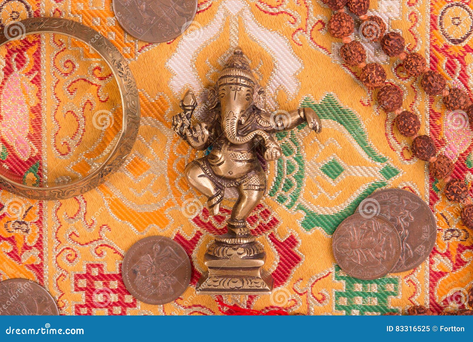 Indian Background with Various Ritual Objects Stock Image - Image of ...