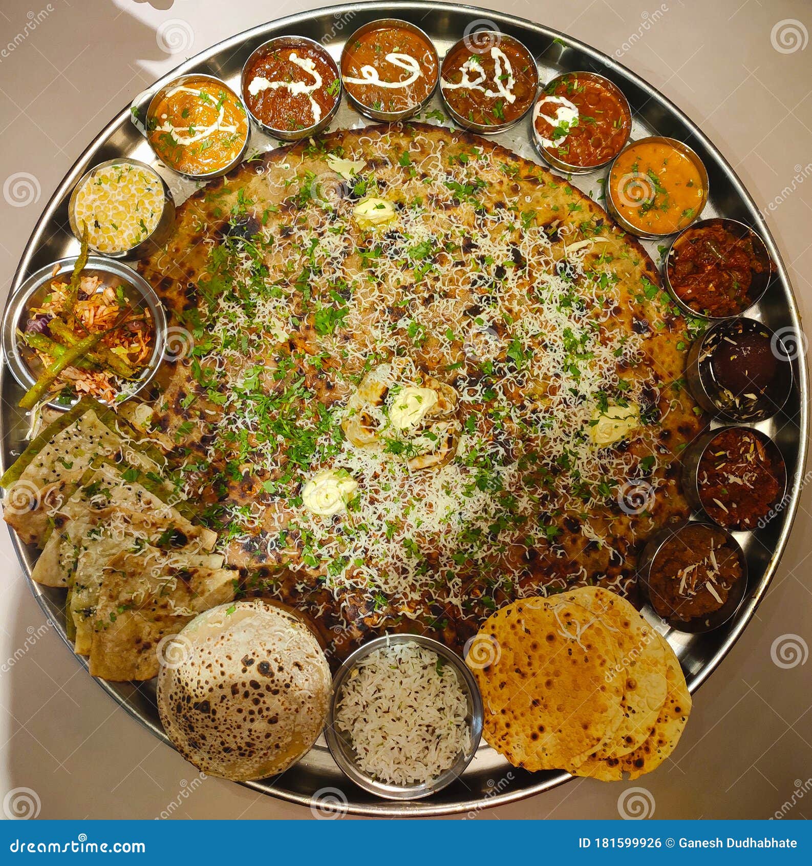 Indian Bahubali Thali. stock photo. Image of curry, meal - 181599926