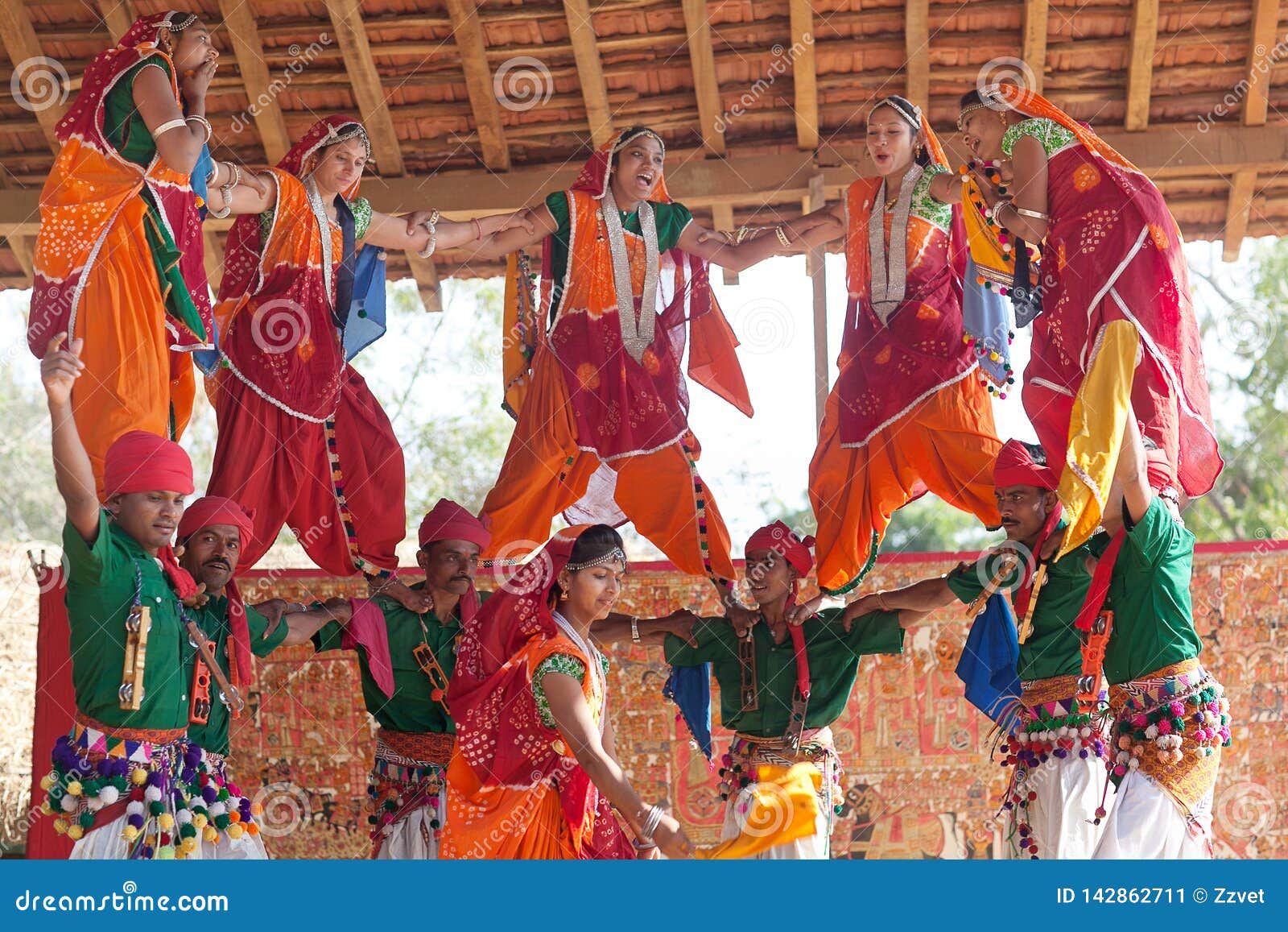 Indian Band Dancing Classical Traditional Rajasthani Dance In Rajasthan