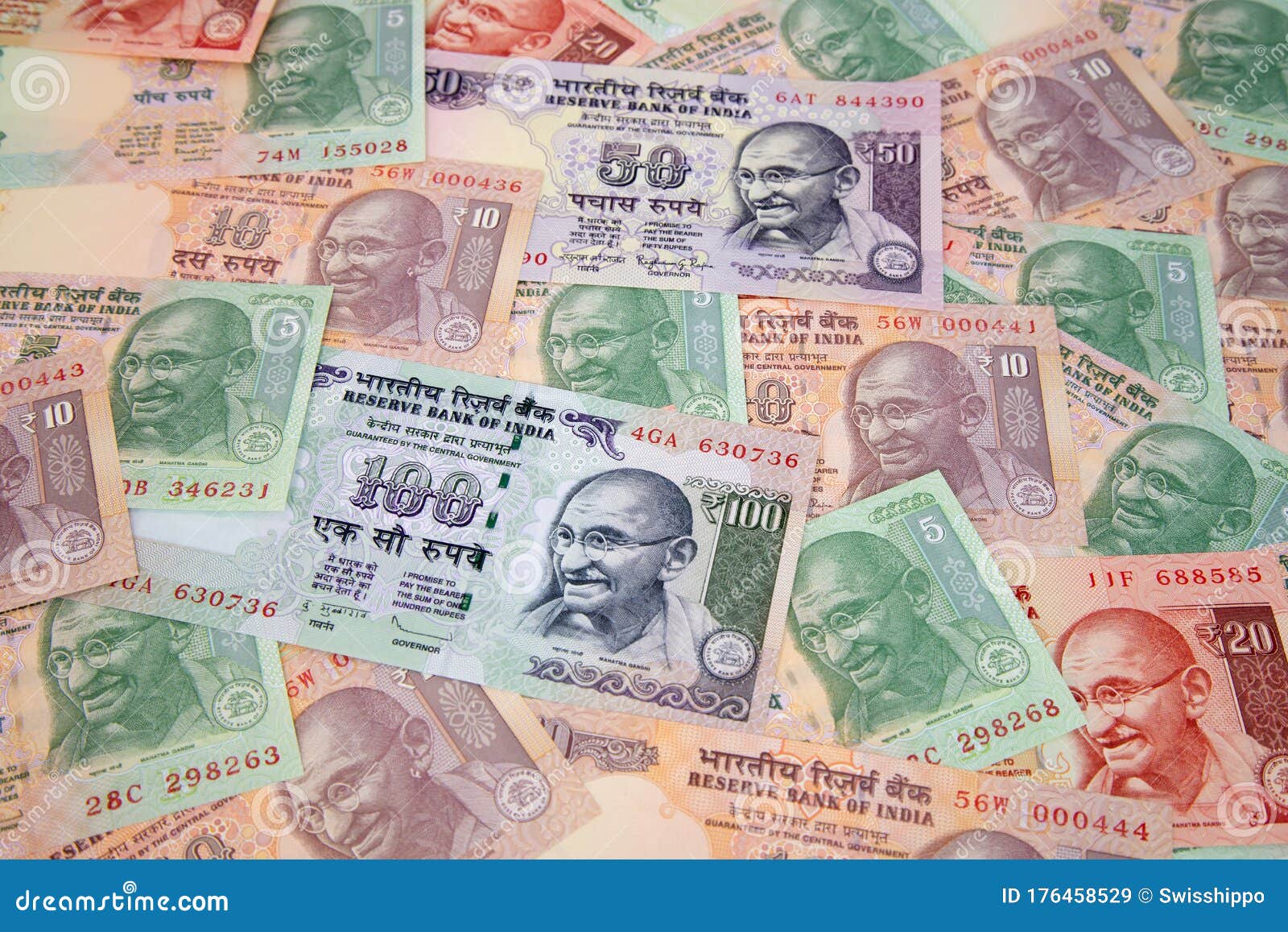 Indian banknotes stock image. Image of rupee, mahatma - 176458529