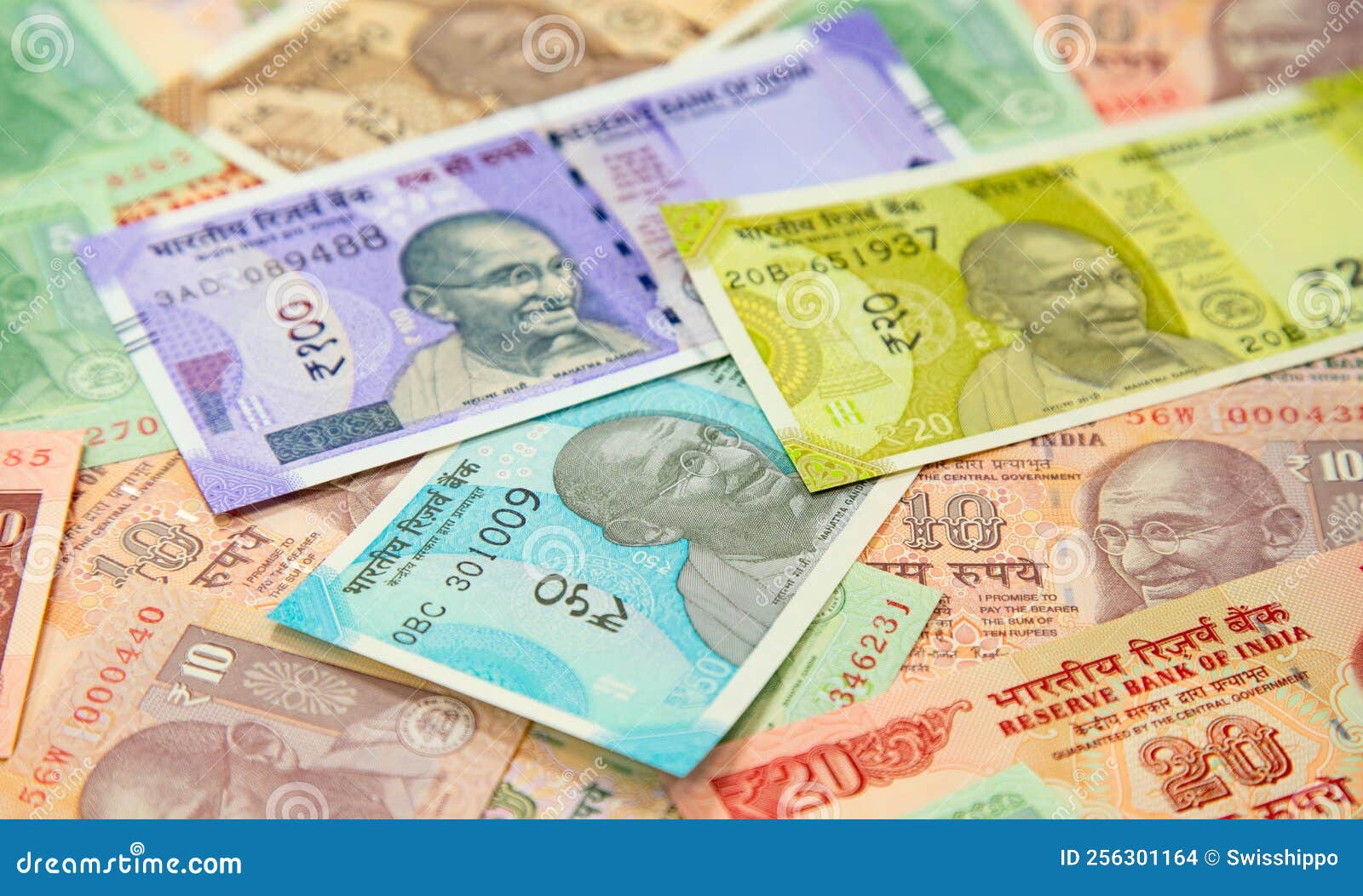 Indian banknotes stock photo. Image of economy, india - 256301164