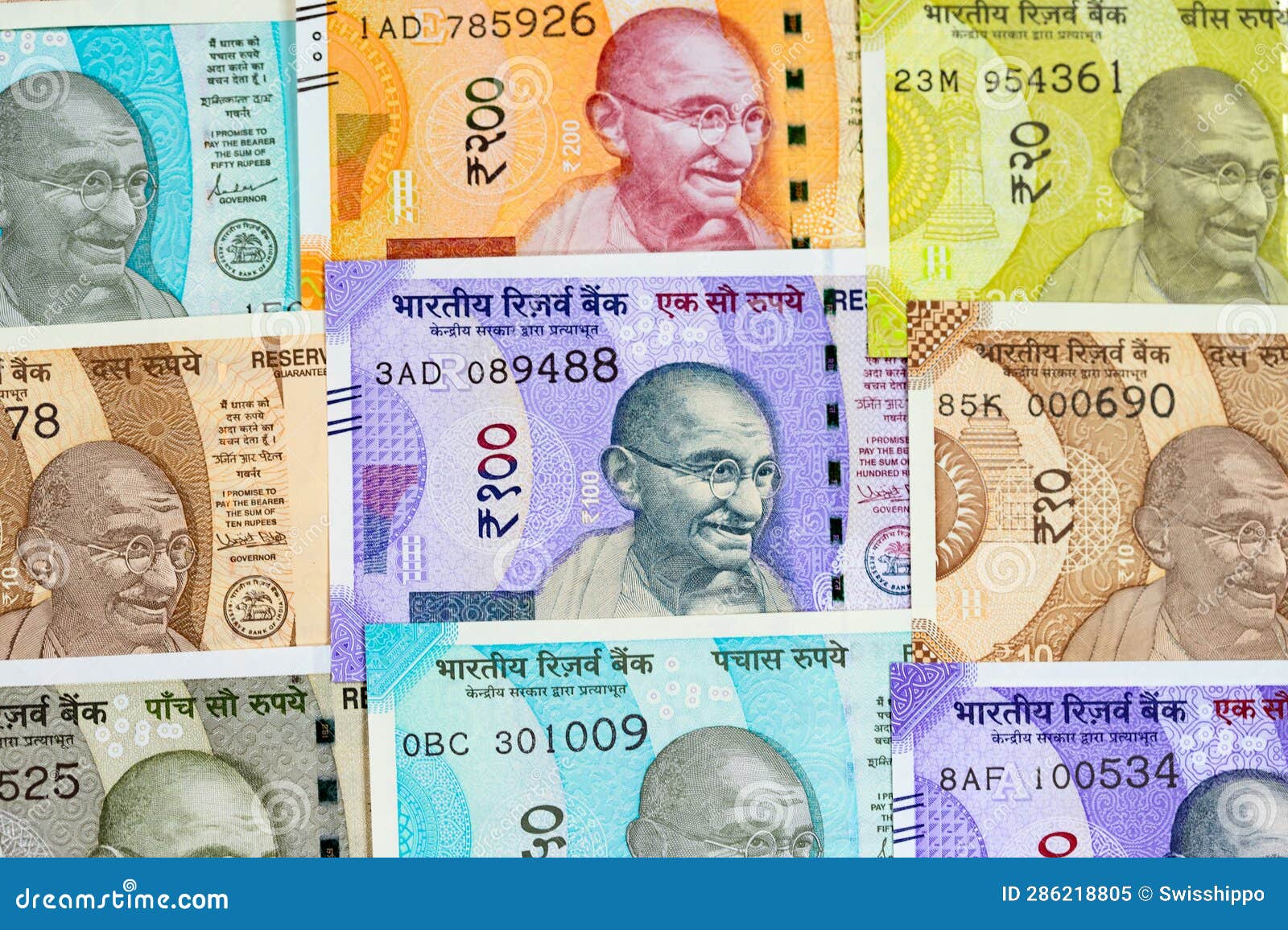 Indian banknotes stock image. Image of trade, income - 286218805
