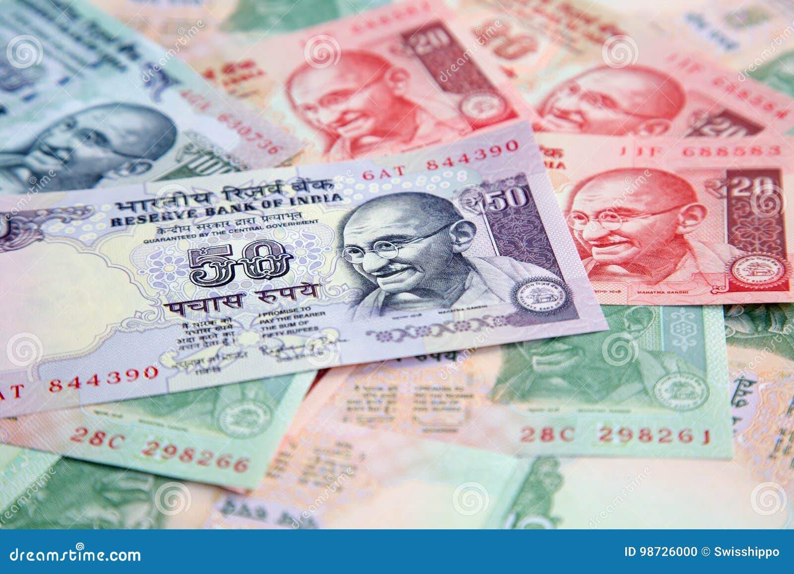 Indian banknotes stock photo. Image of india, gandhi - 98726000