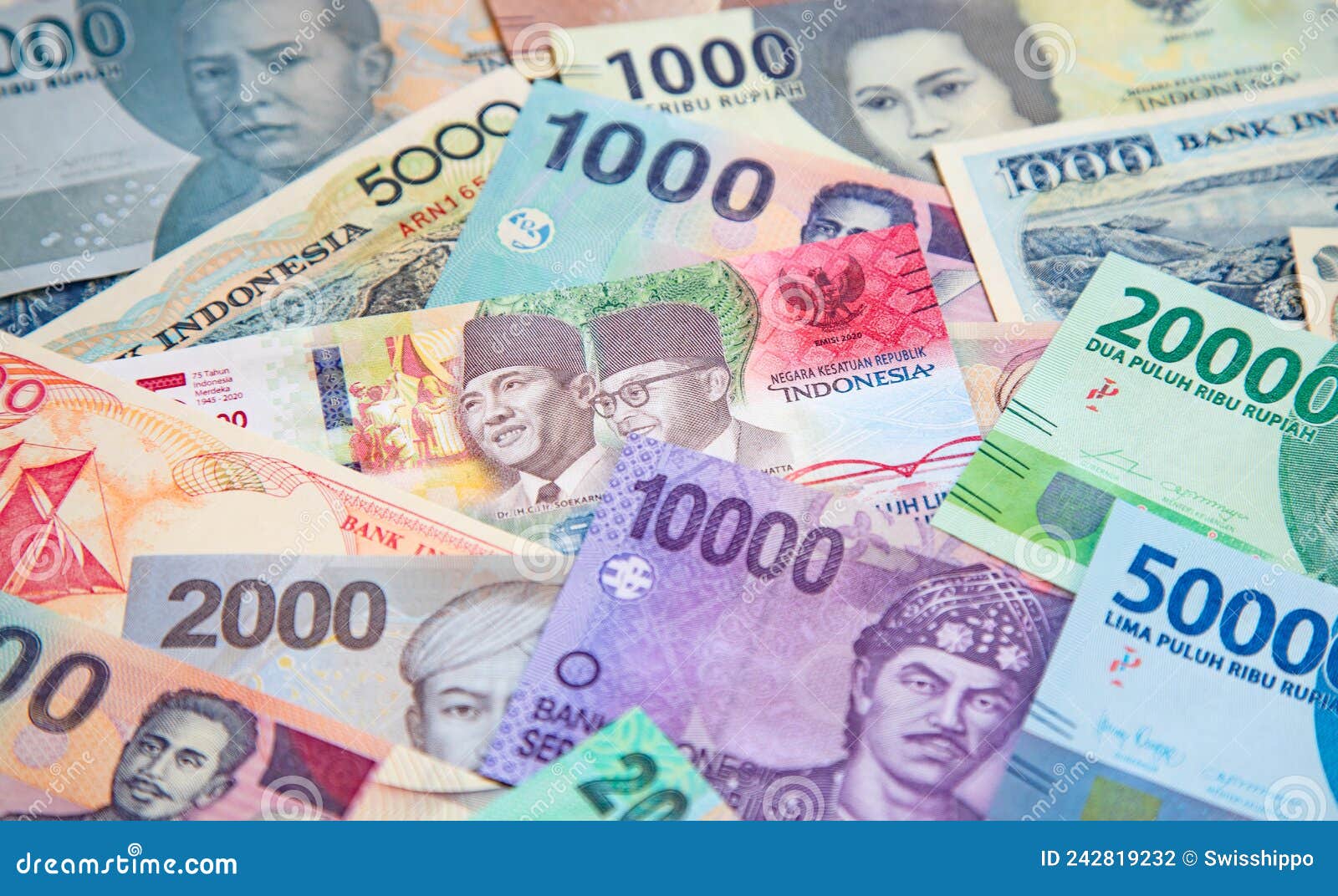 Indonesian banknotes stock photo. Image of debt, indonesia - 242819232