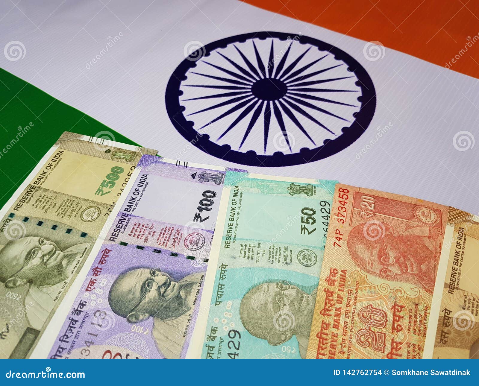 Indian Banknotes Placed on the National FlagÂ Stock Photo - Image of ...