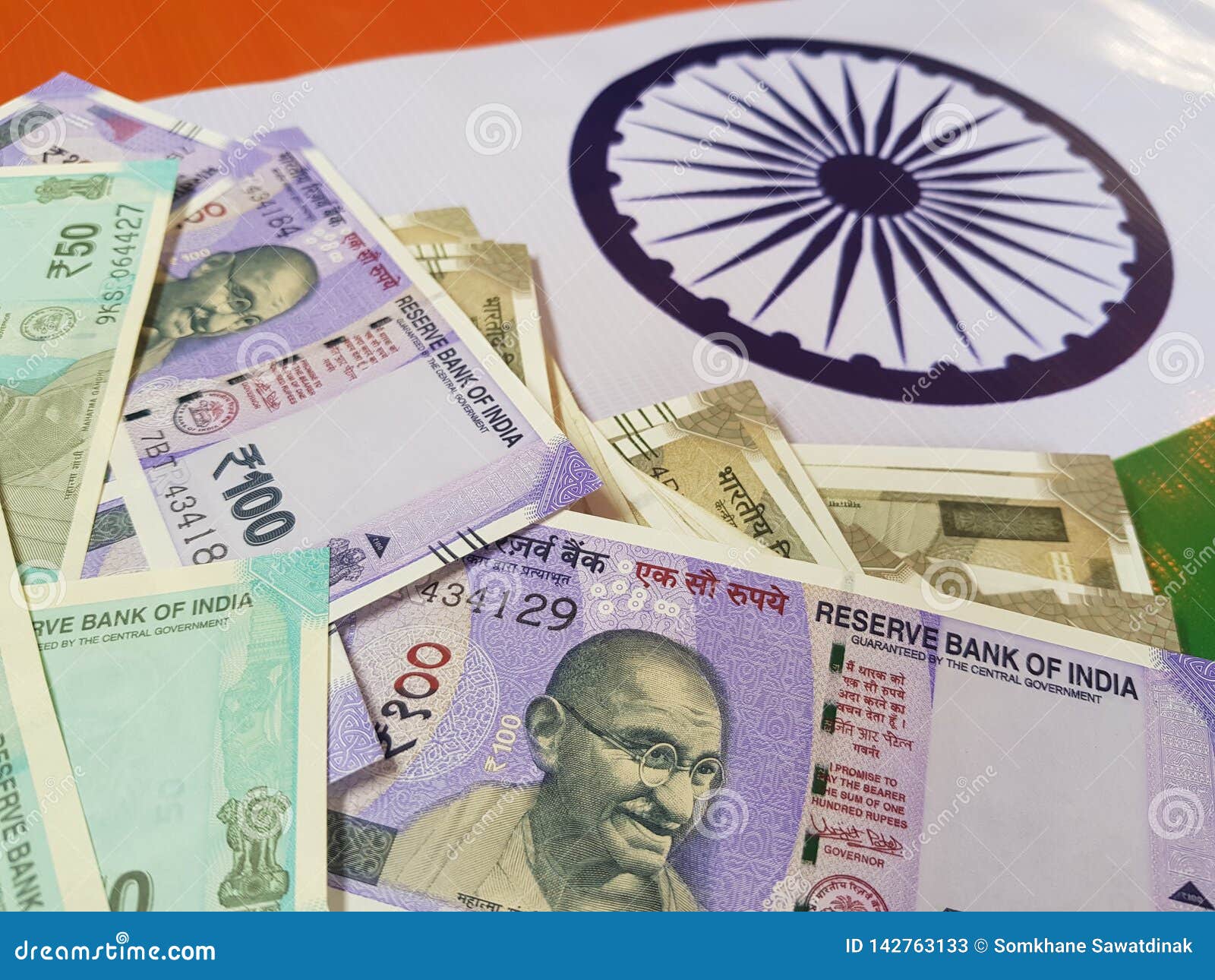 Indian Banknotes Placed on the National FlagÂ Stock Image - Image of ...