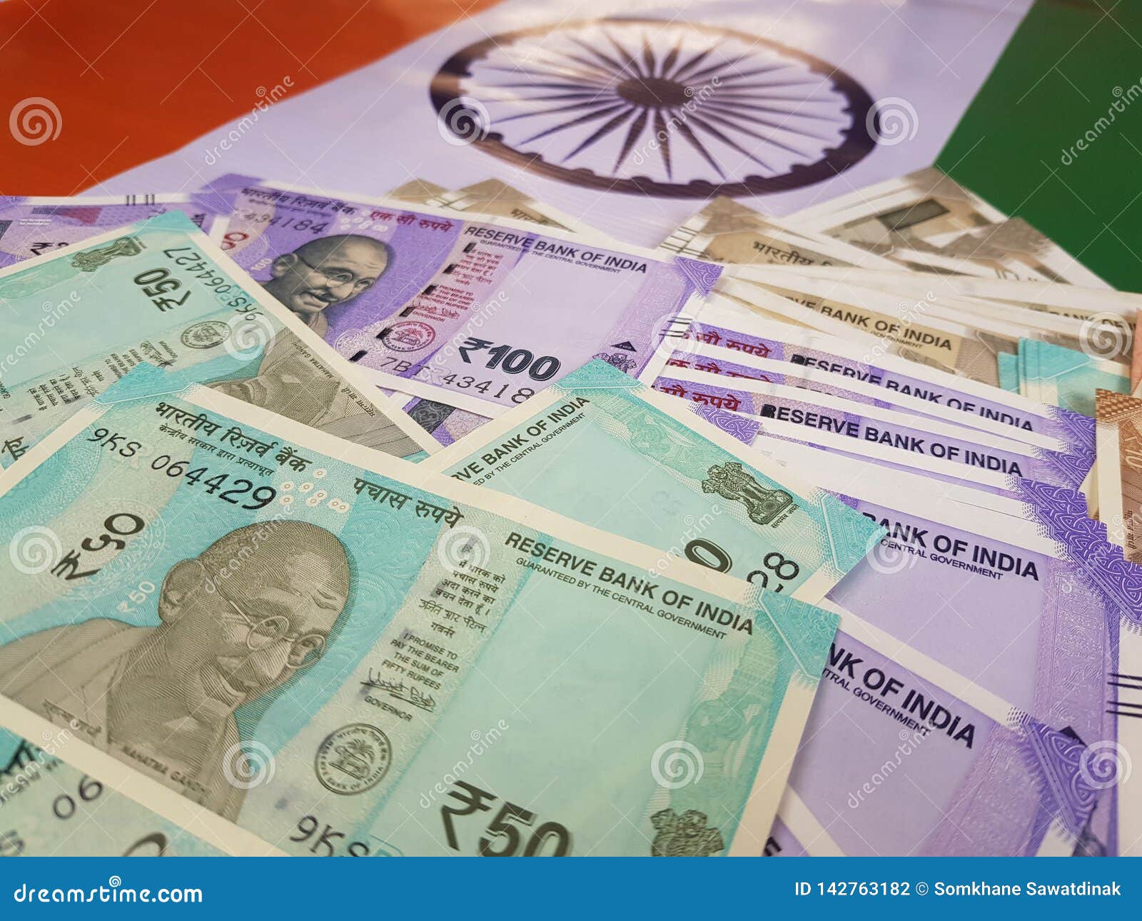 Indian Banknotes Placed on the National FlagÂ Stock Photo - Image of ...