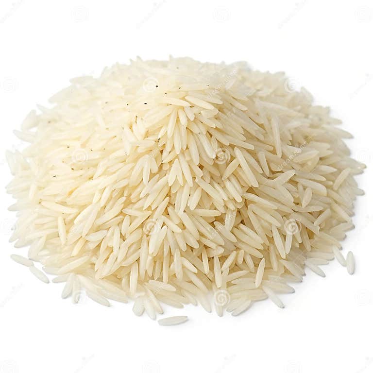 Indian Basmati White Rice Isolated on White Background Stock ...