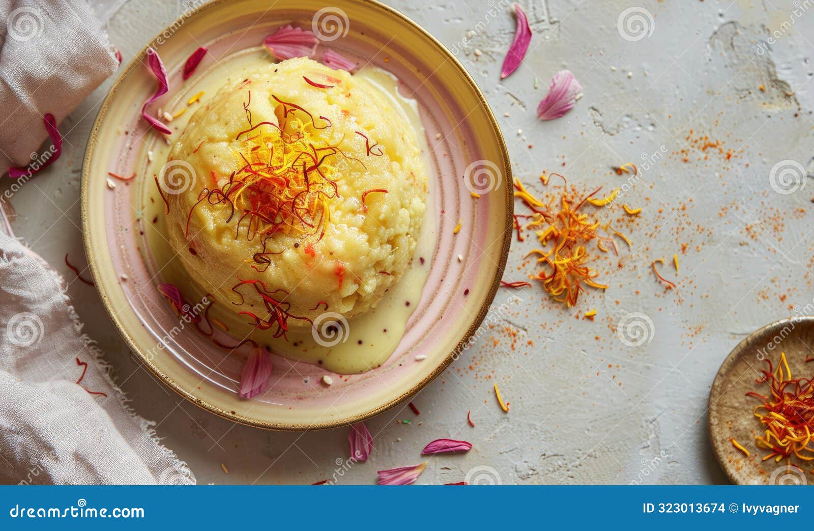 Indian Basundi with Saffron on a Pastel Pink Plate Stock Photo - Image ...
