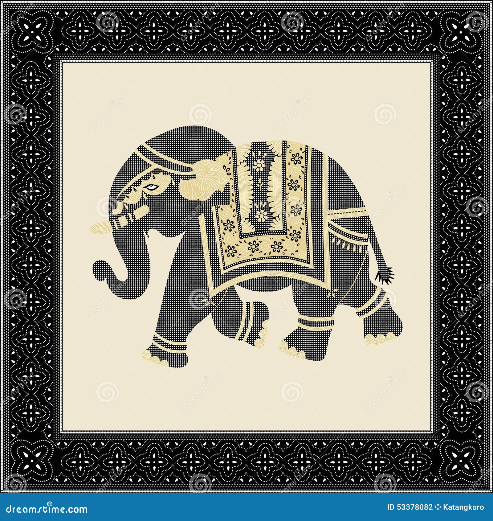 Indian Batik Style Elephant Stock Vector - Illustration of element ...