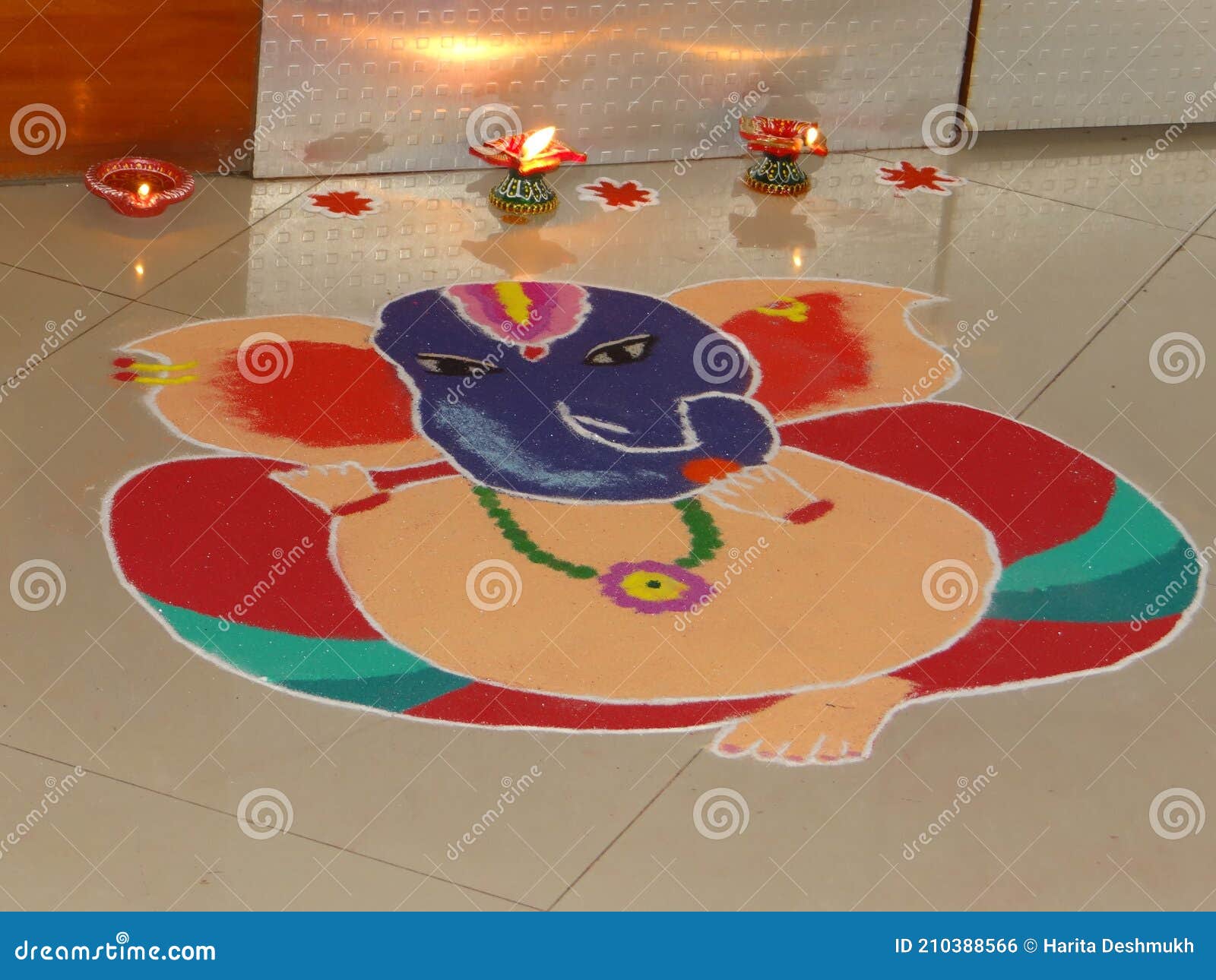 Indian Beautiful Ganpati Rangoli Sand Art Stock Photo - Image of design ...