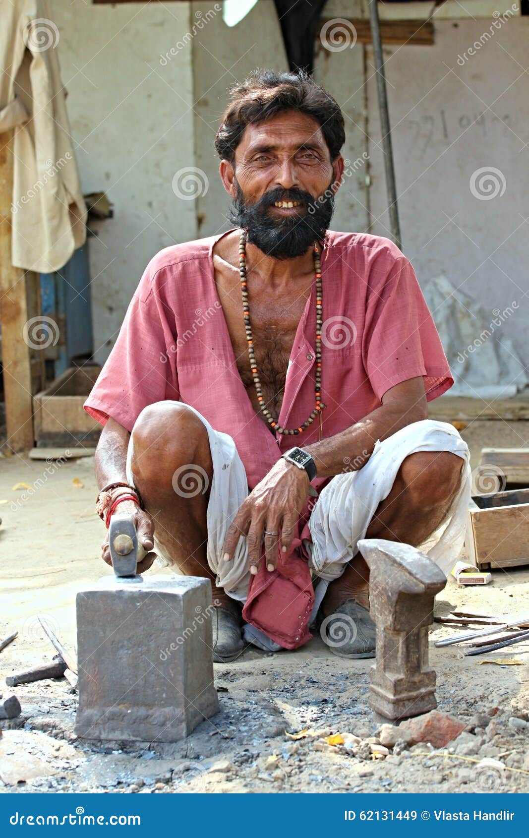 Indian Blacksmith Working on the Streets. Pictured in Ahmedabad India ...
