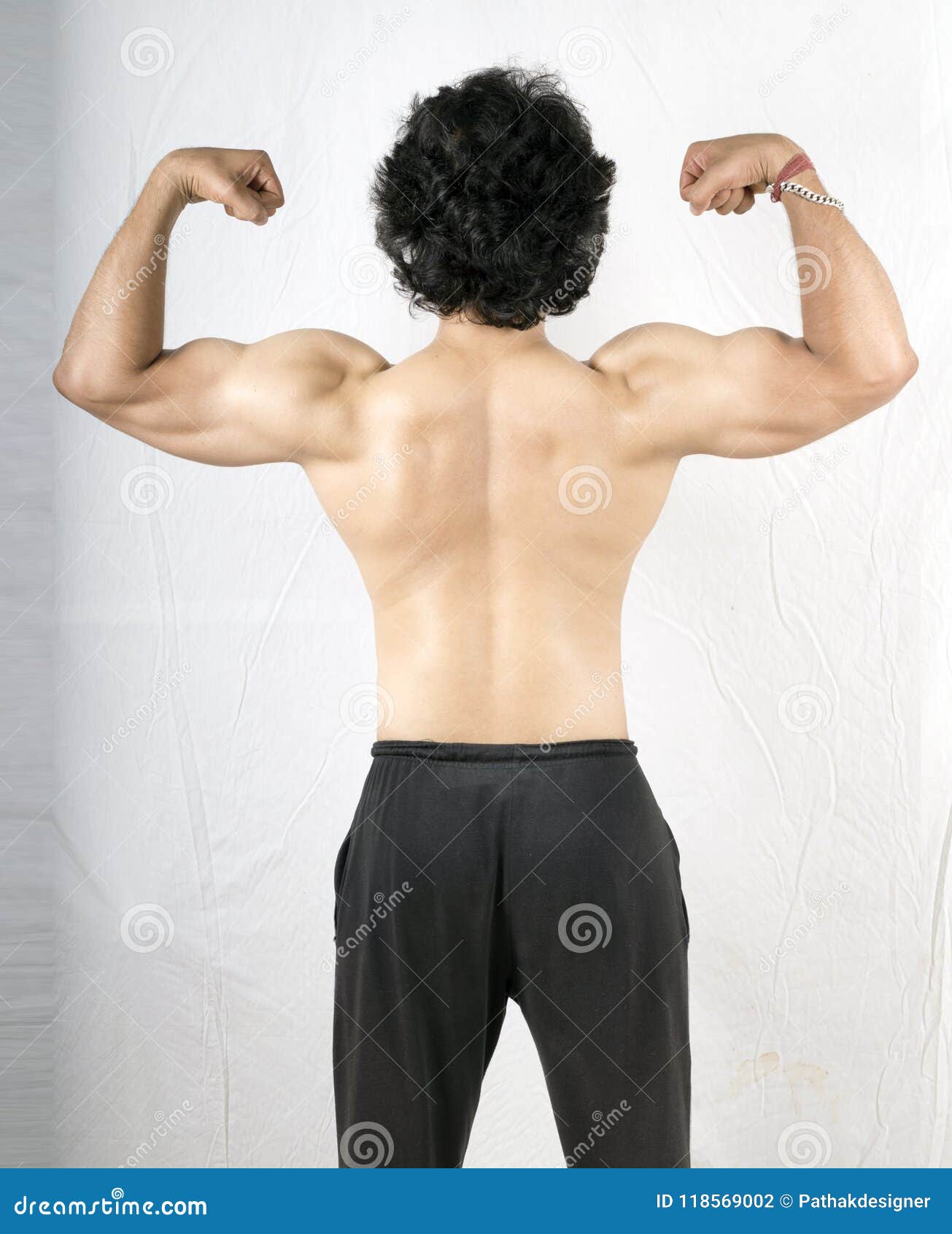 Indian Bodybuilder Posing Back Stock Photo - Image of mass, lower ...