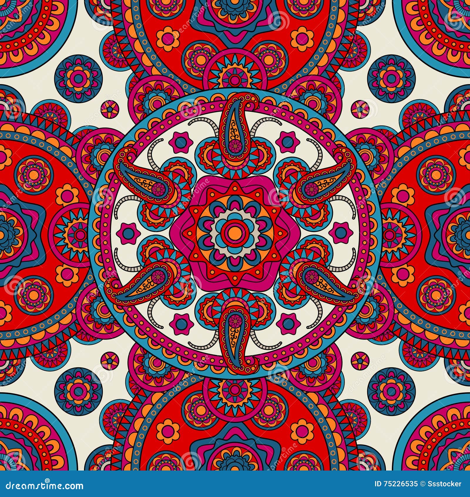 Indian Boho Floral Seamless Colored Background Stock Vector ...