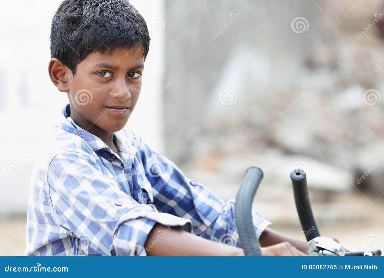 Indian Boy with Cycle stock image. Image of innocence - 80082765
