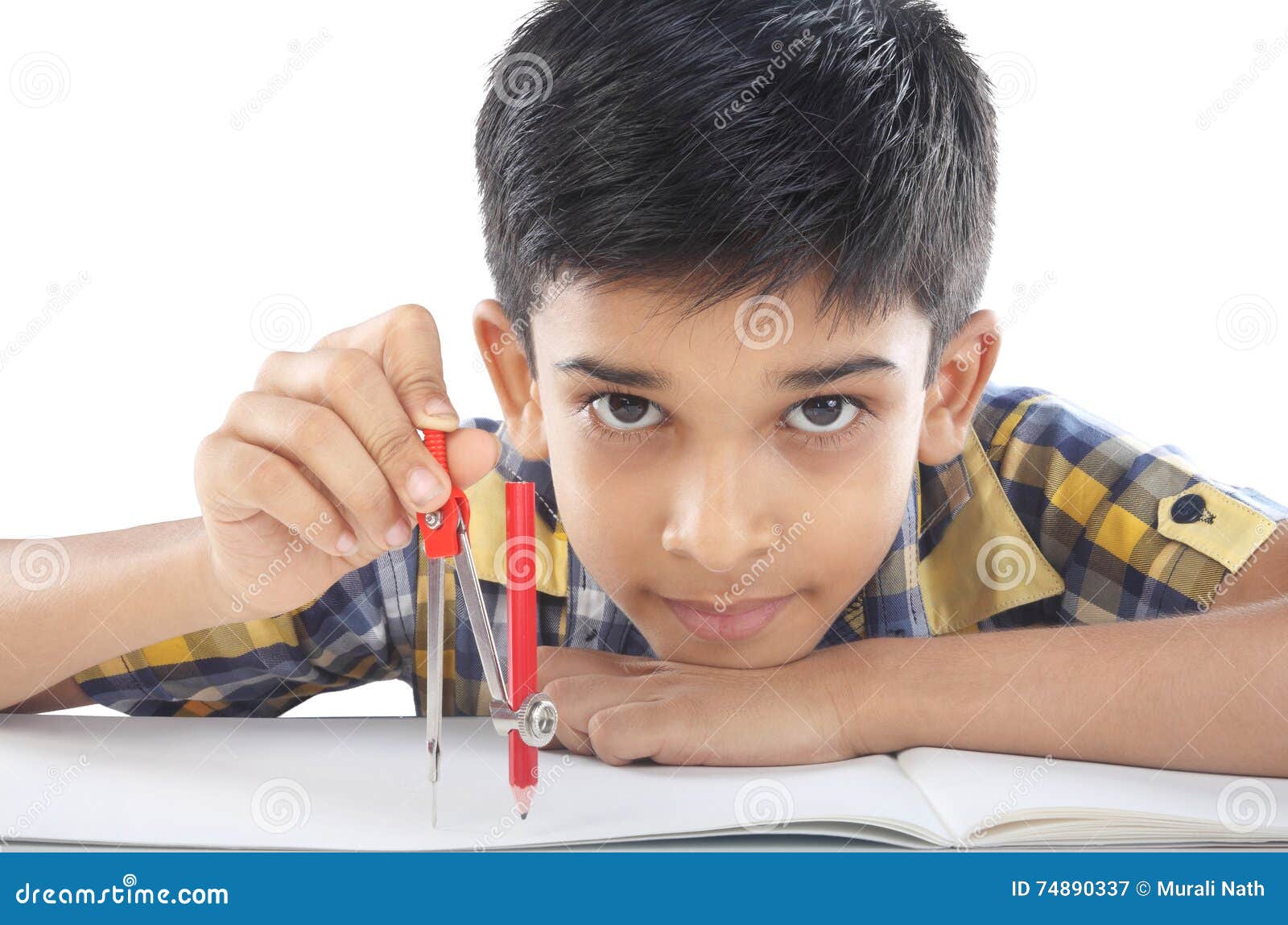 Indian Boy with Drawing Note and Pencil Stock Image - Image of creative ...