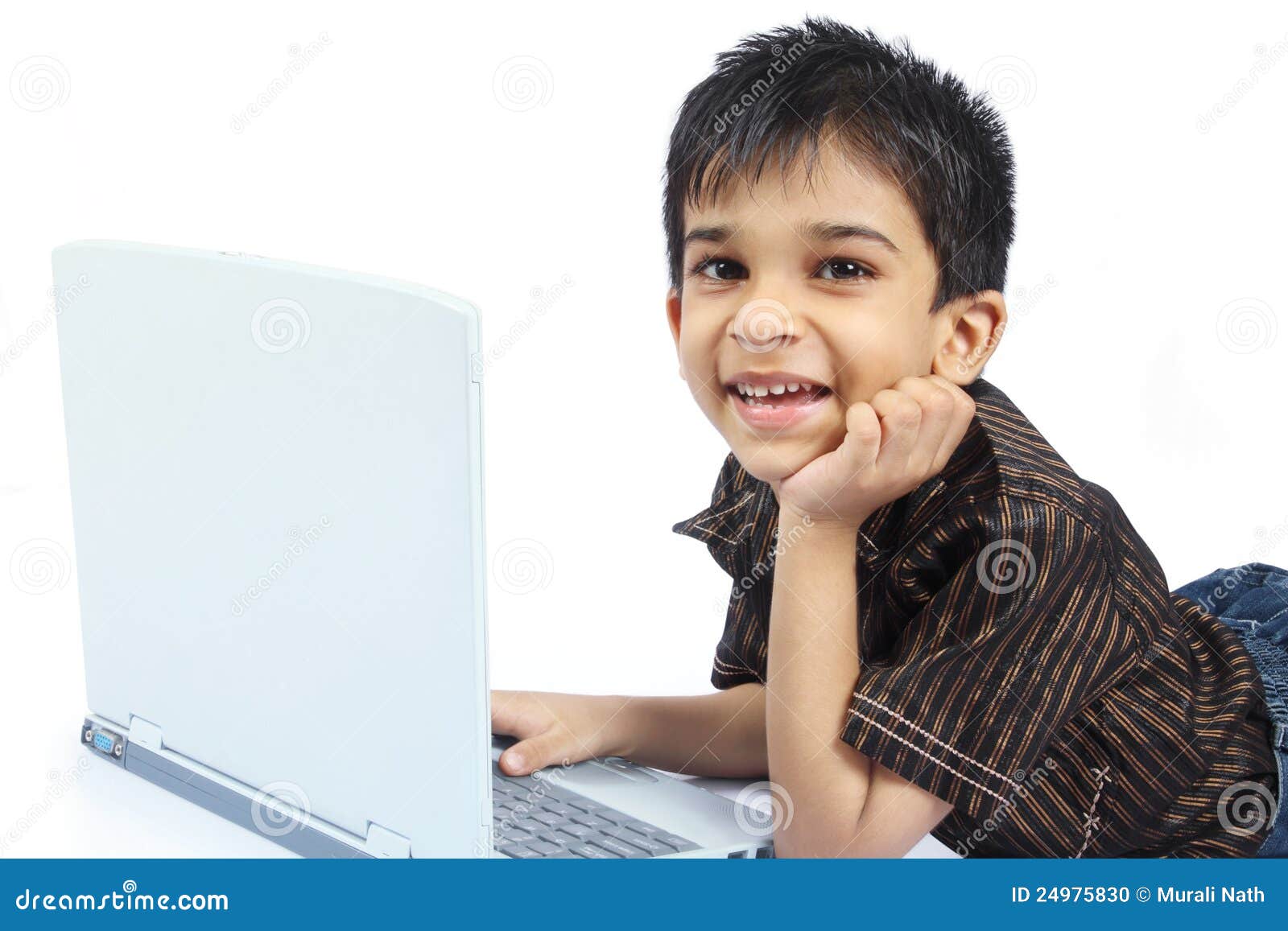 Indian Boy using laptop stock photo. Image of computer - 24975830