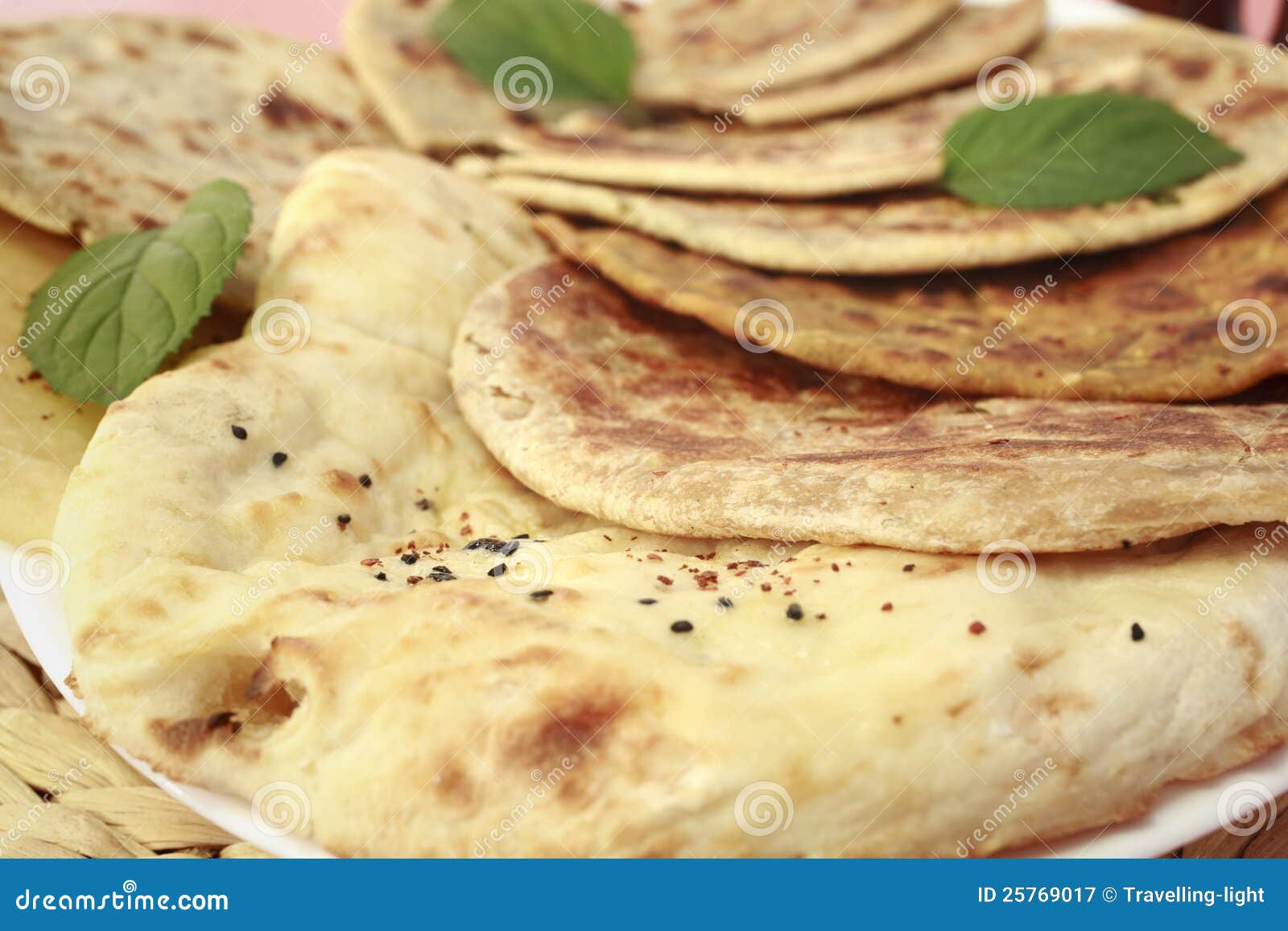 Indian Bread Selection Nan Roti Curry Stock Image - Image of curry ...
