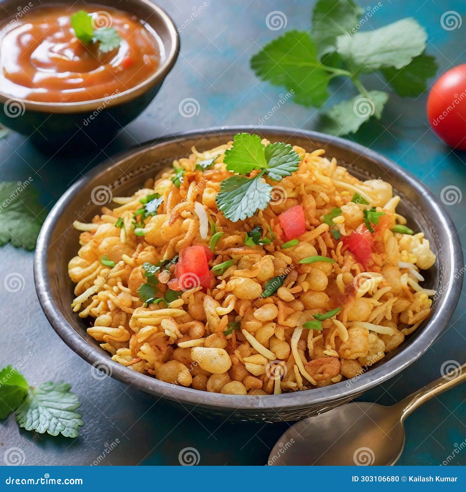 Indian Breakfast Bhel Puri Snacks Stock Photo - Image of chilli, papdi ...