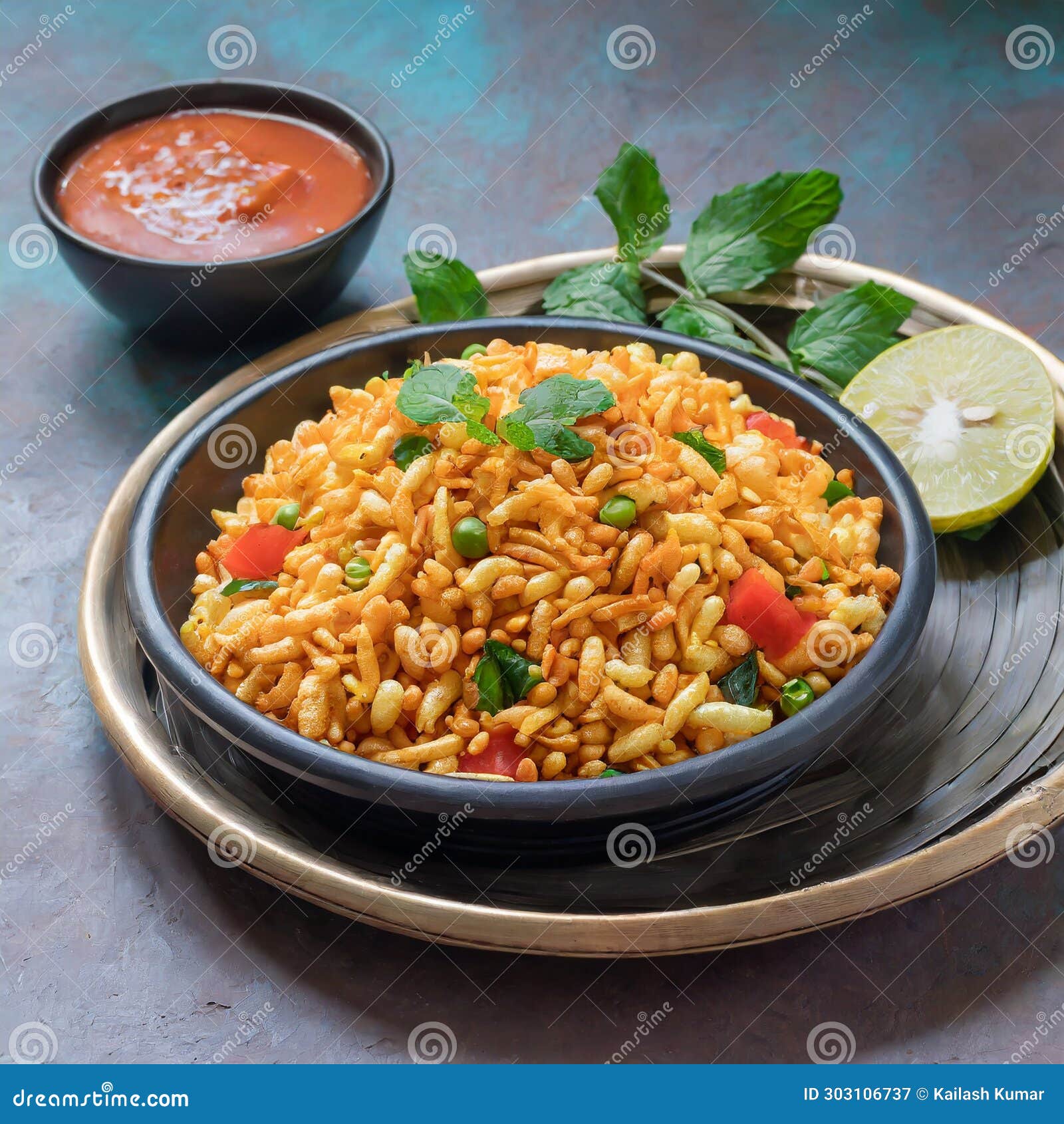 Indian Breakfast Bhel Puri Snacks Stock Image - Image of noodles ...