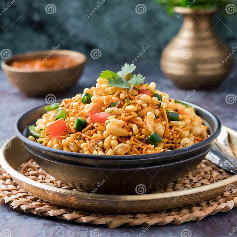 Indian Breakfast Bhel Puri Snacks Stock Photo - Image of papdi, peanut ...