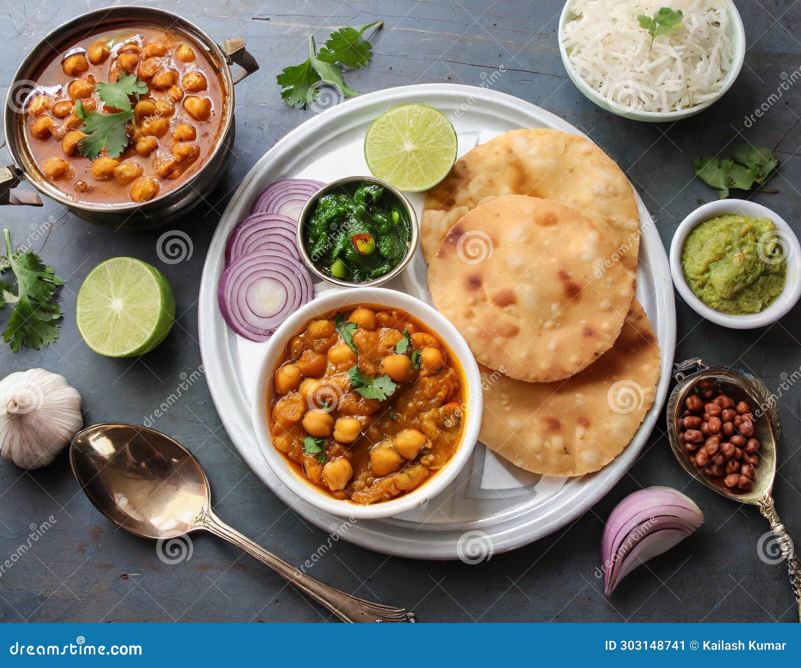 Indian Breakfast Chola Bhatura Dish Stock Image - Image of healthy ...