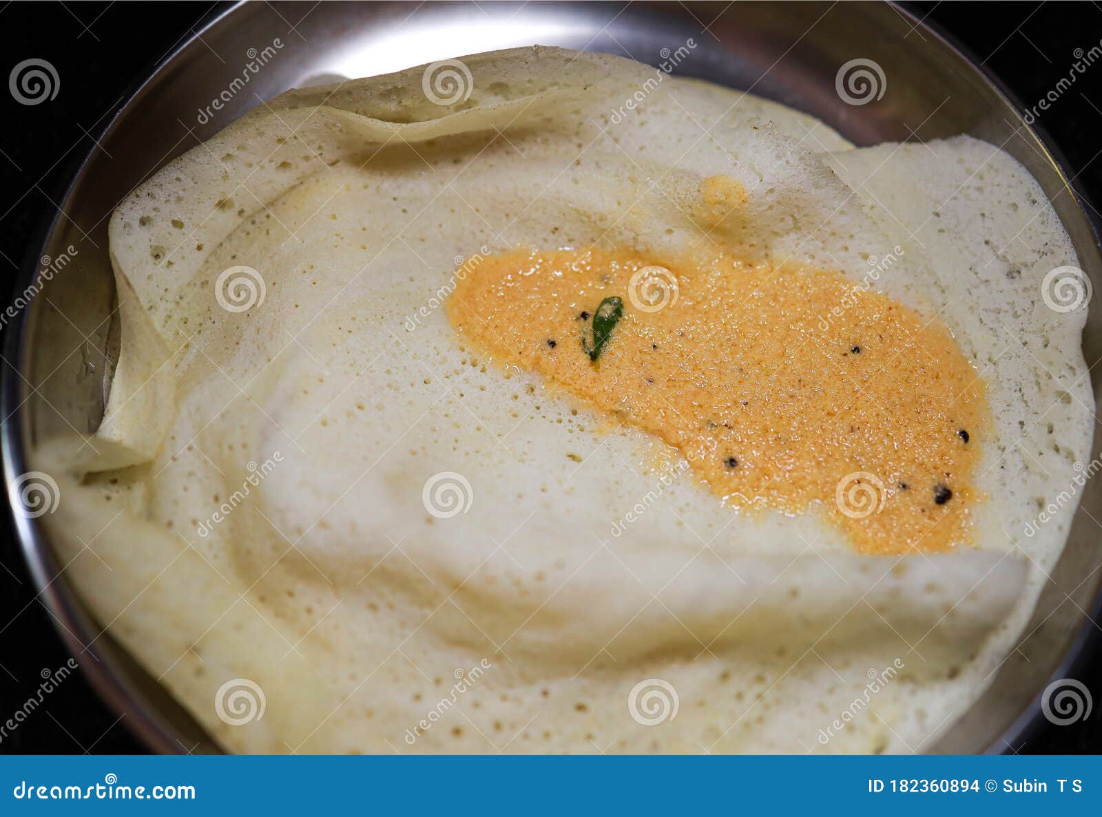 Indian Breakfast Dosha and Coconut Chutney. Stock Photo - Image of food ...