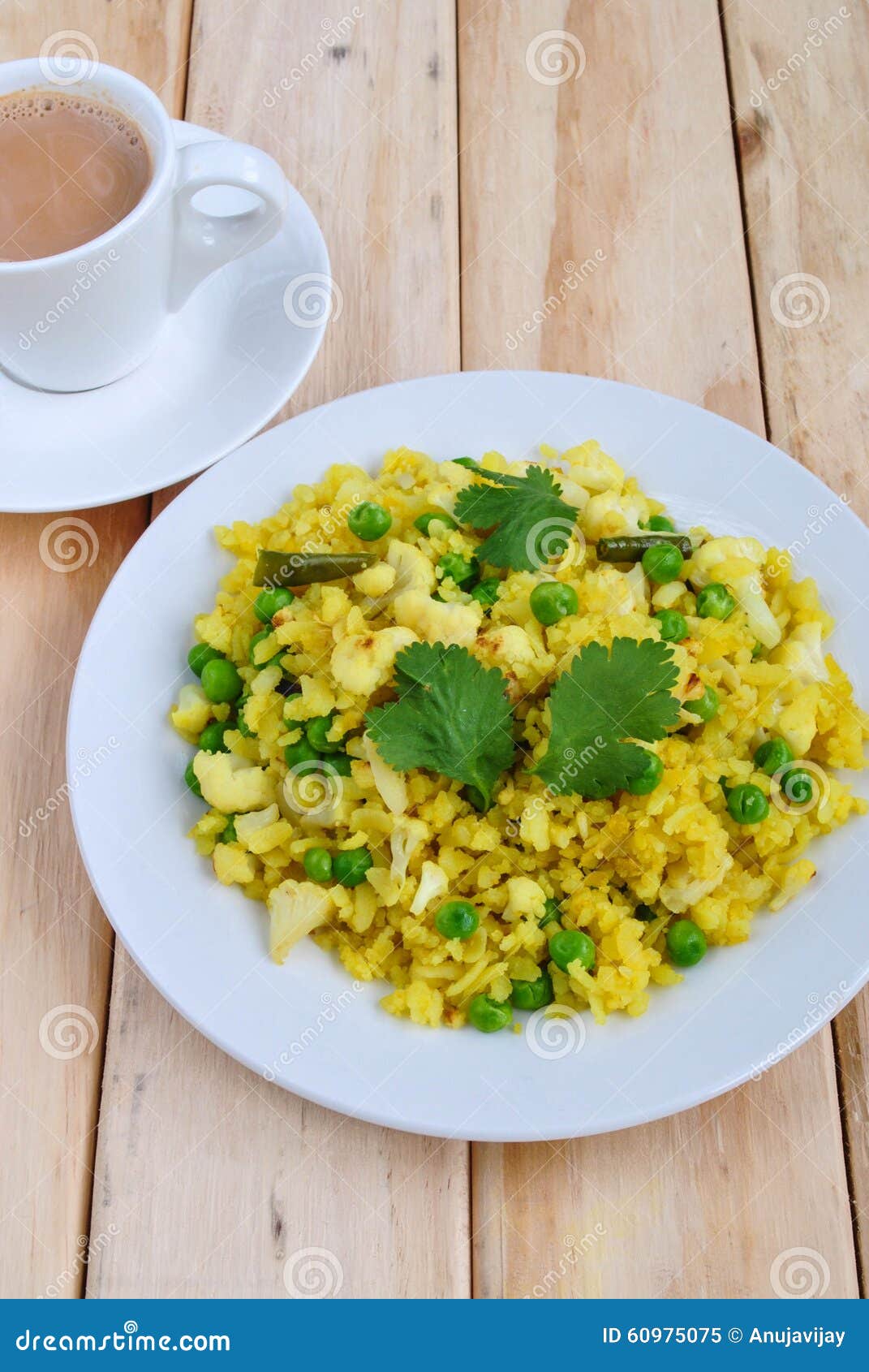Indian breakfast Poha stock image. Image of indian, edible - 60975075
