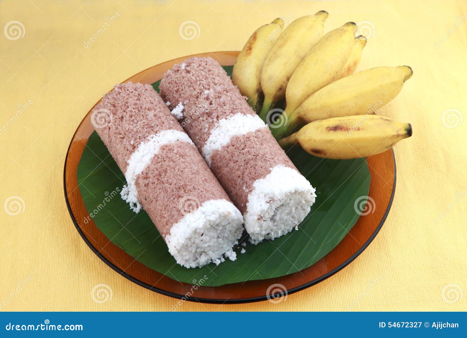 Indian Breakfast Puttu And Banana. Stock Photo - Image: 54672327