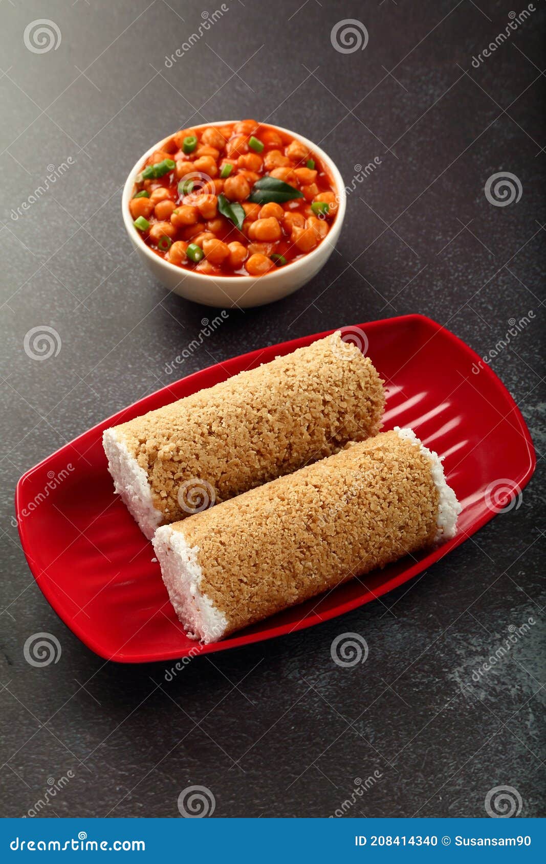 Top View- Homemade Puttu with Kadala Curry. Stock Photo - Image of ...