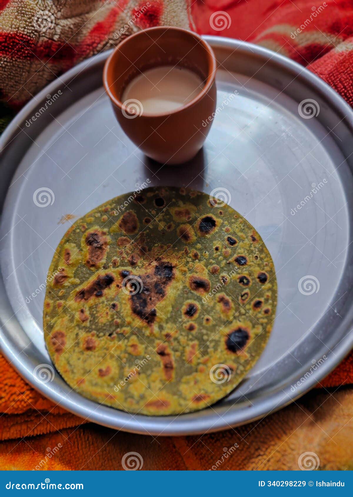 Indian Breakfast, Tea with Green Veg Leaves Parantha, Stock Image ...