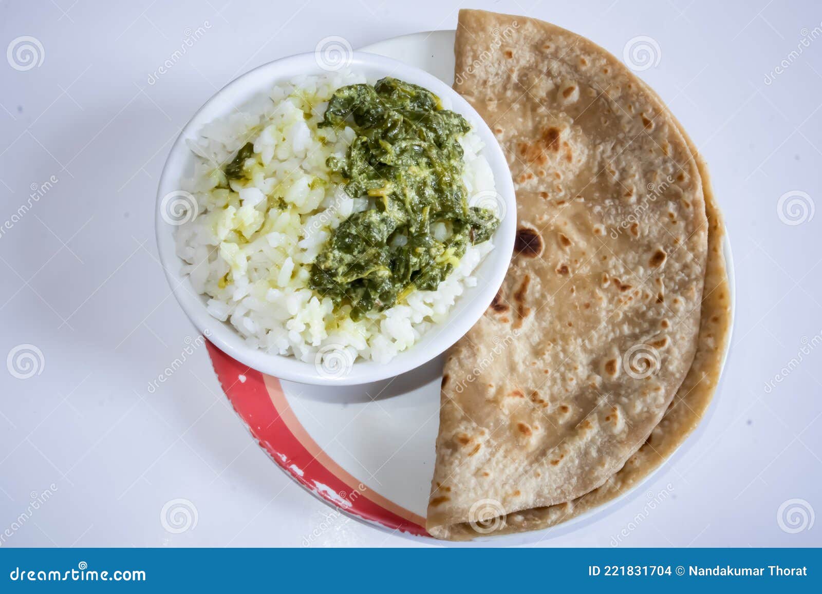 Indian Breakfast Wheat Chapati and Rice Stock Photo - Image of food ...