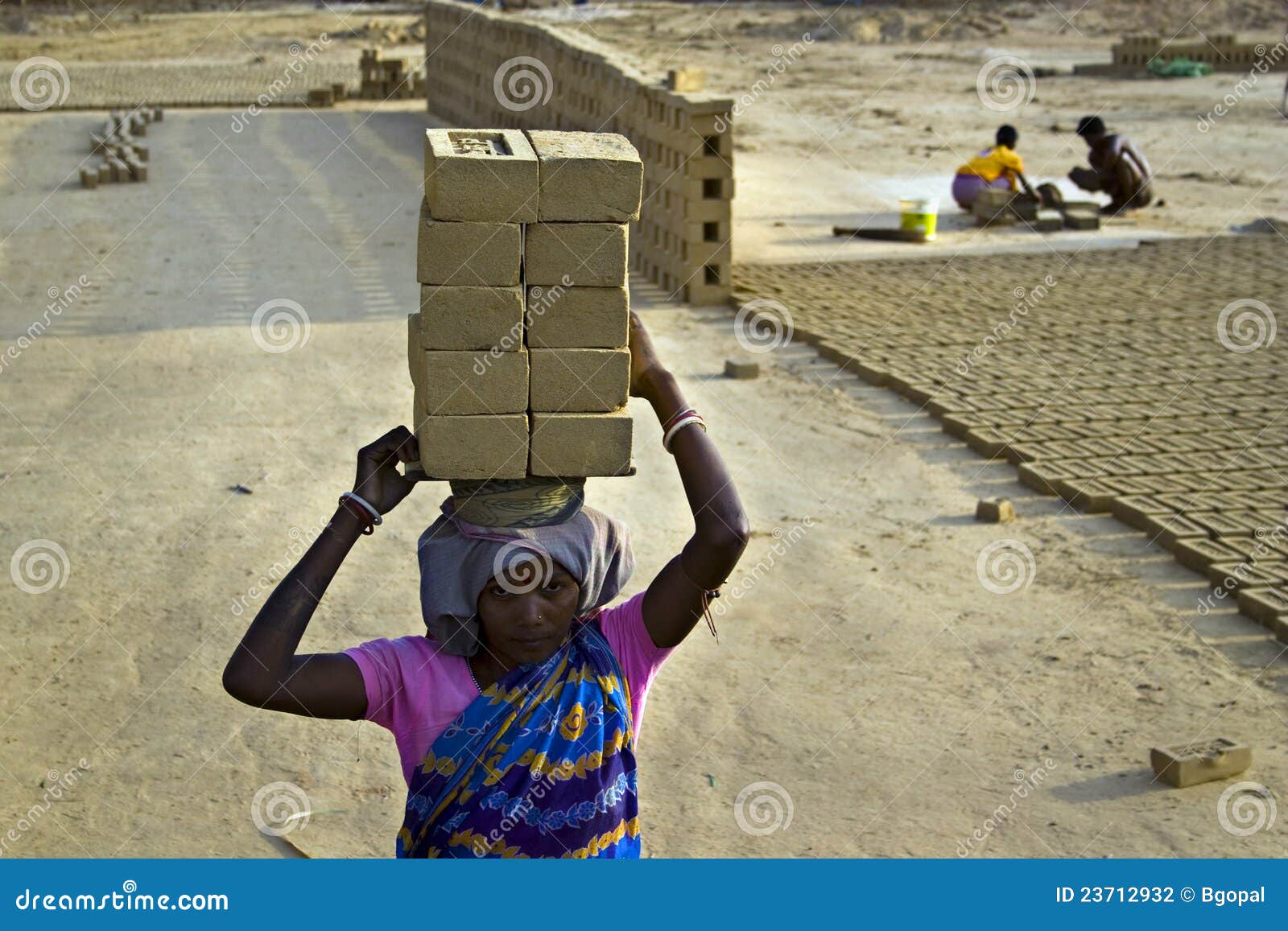 Indian brick field labor editorial photography. Image of holding - 23712932