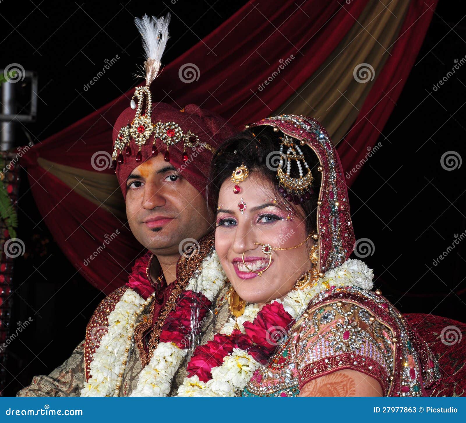 Indian bride and groom stock image. Image of turban, beautiful - 27977863